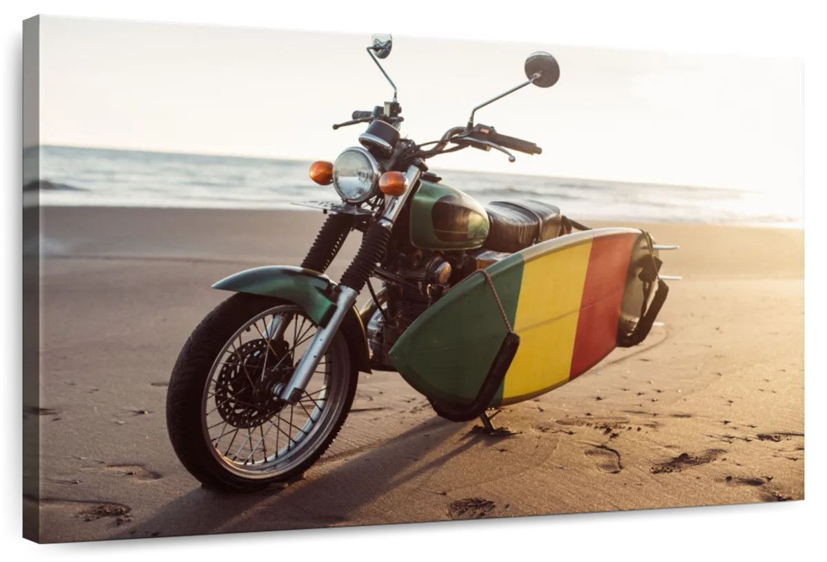Ebern Designs Mehar Motorcycle With Surfboard | Wayfair