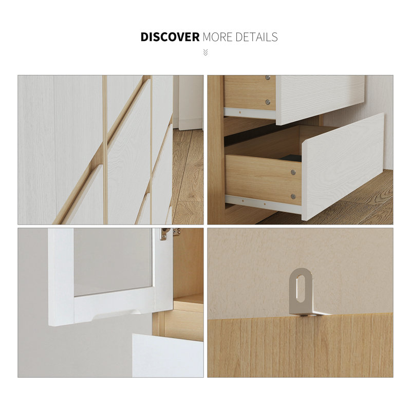 Latitude Run® 71" H Glass Library Bookcase, 5-tier Book Cabinet With ...