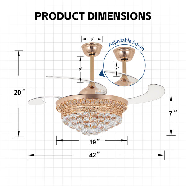 Rosdorf Park 42'' French 4 - Blade Ceiling Fan With Remote Control and ...