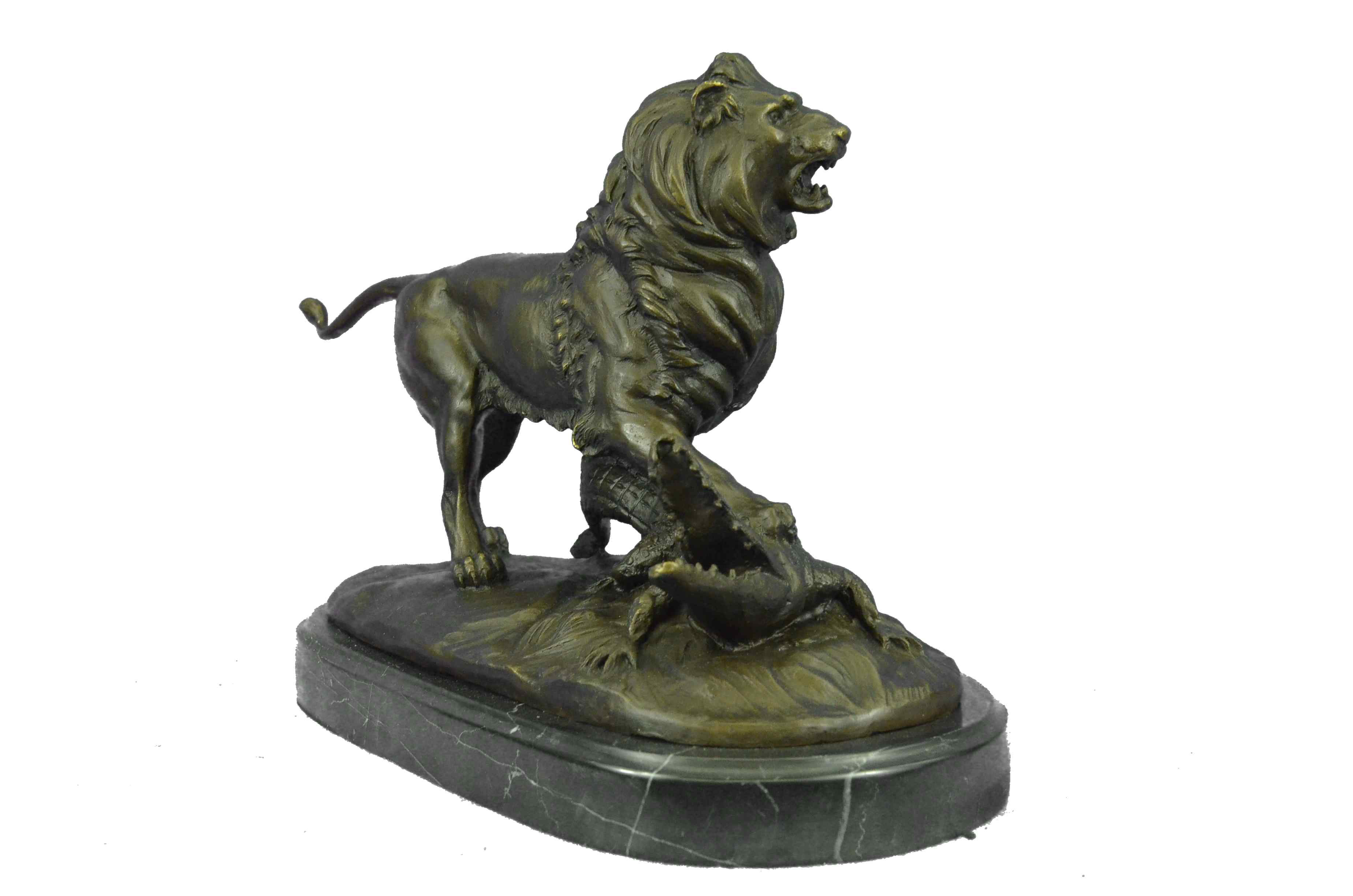 Bungalow Rose VINTAGE ART DECO LION ATTACKING CROCODILE BRONZE STATUE ...