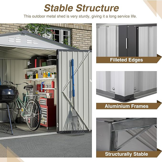 Prime made Outdoor Storage Shed, All Weather Metal Sheds with 2 ...