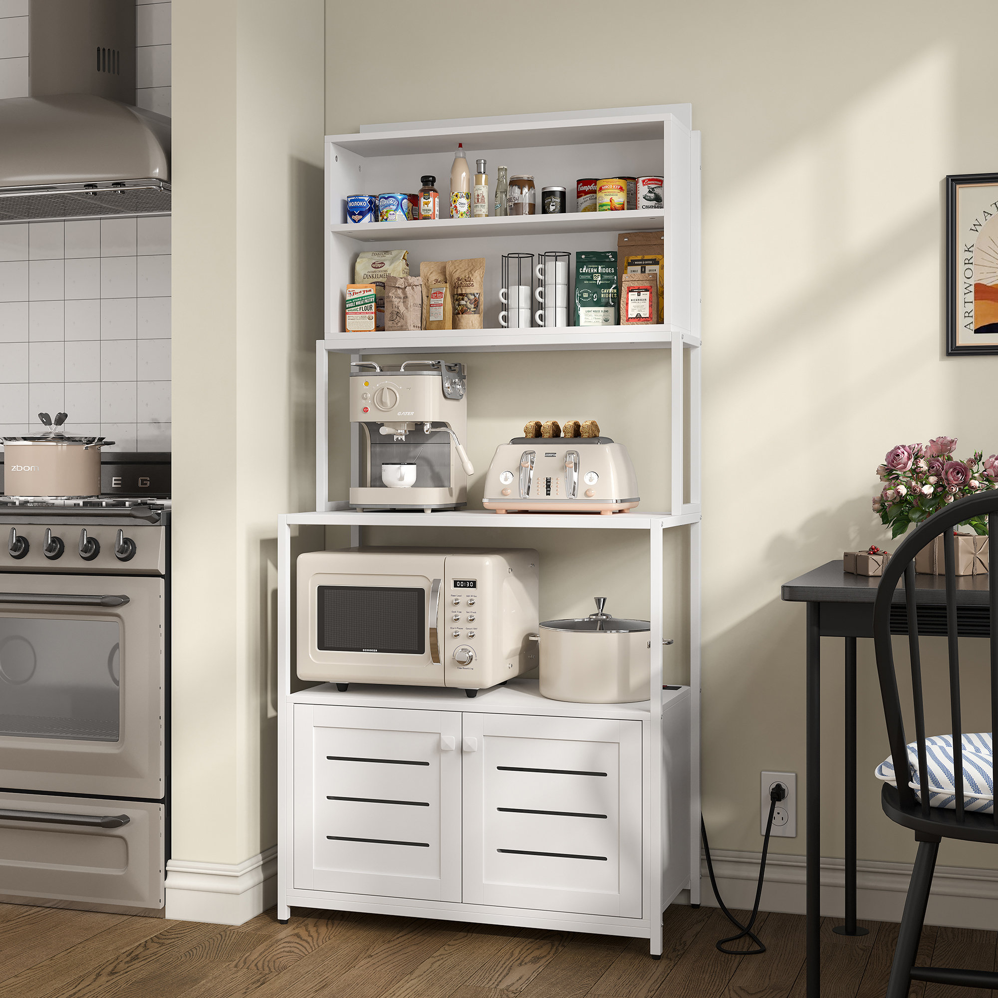 17 Stories Nyyear 67.33'' Tall Kitchen Pantry with Outlet, Kitchen ...