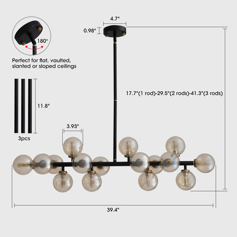Wrought Studio™ Holmesfield 16 - Light Dimmable Bubble Glass Sputnik ...