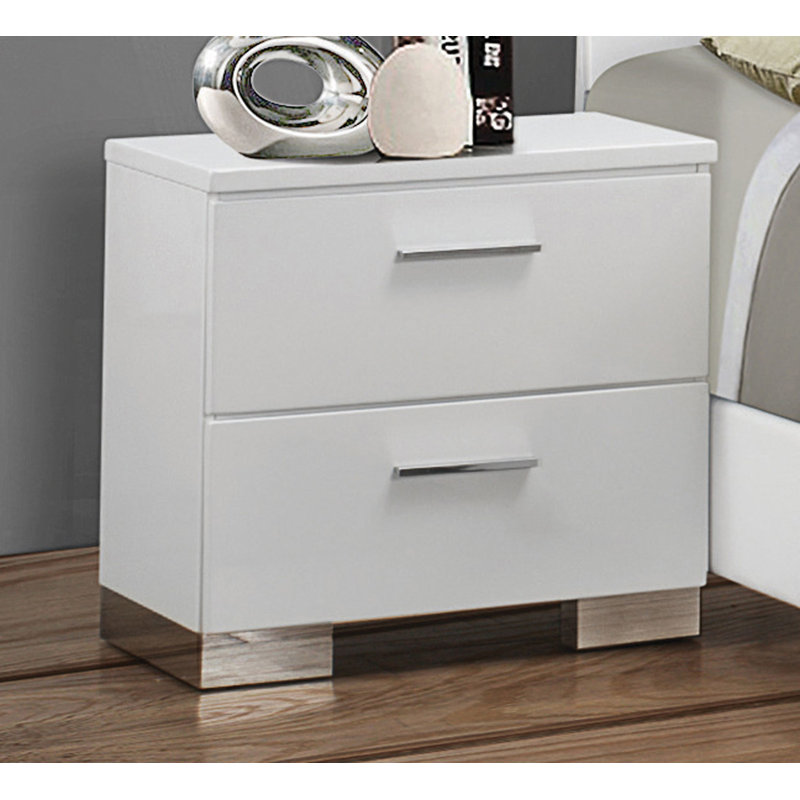 Ivy Bronx Dixie Glossy LED Lighting Panel Bedroom Set_4 Piece | Wayfair