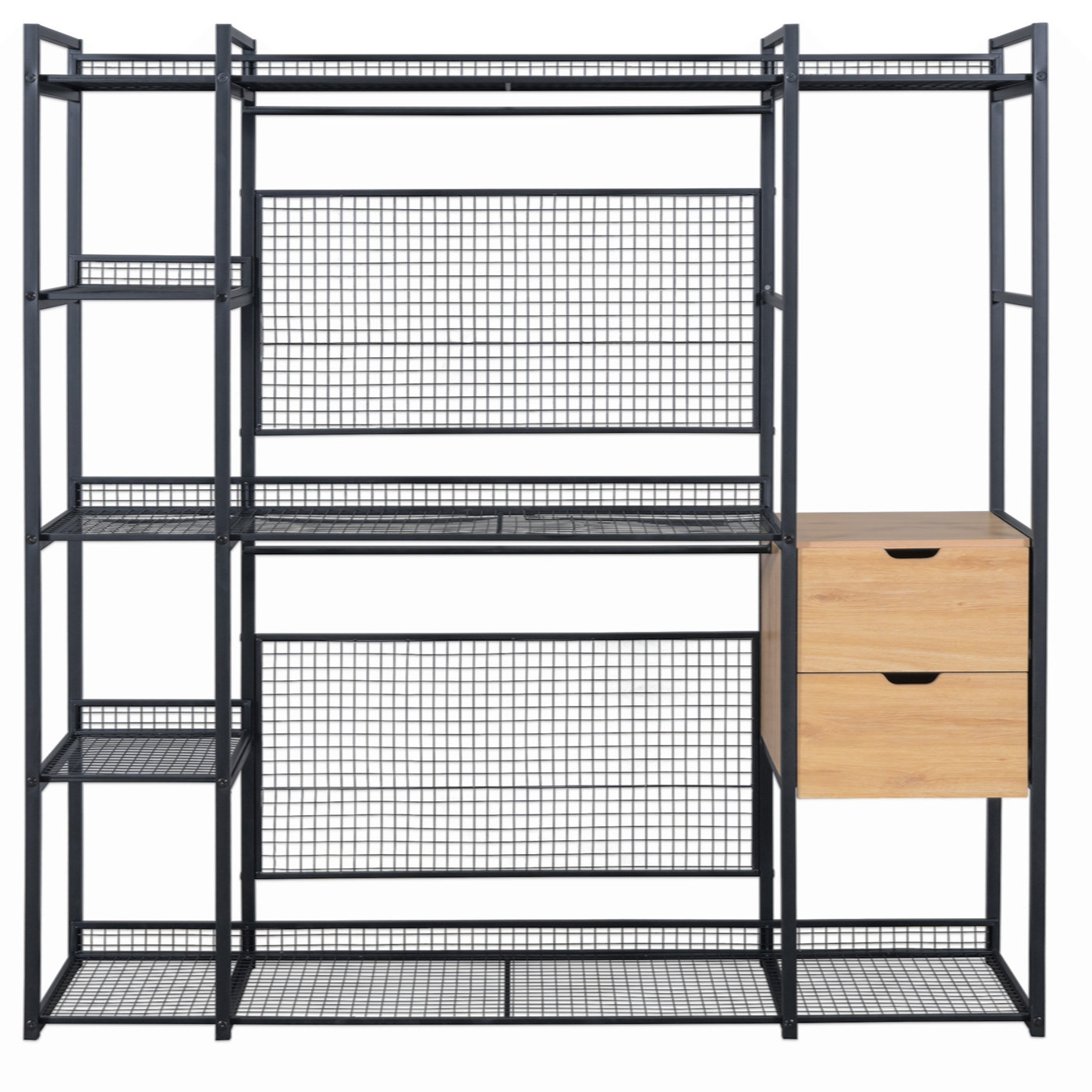 17 Stories Open Wardrobe With Hanging Rails Shelves Hall Tree With ...