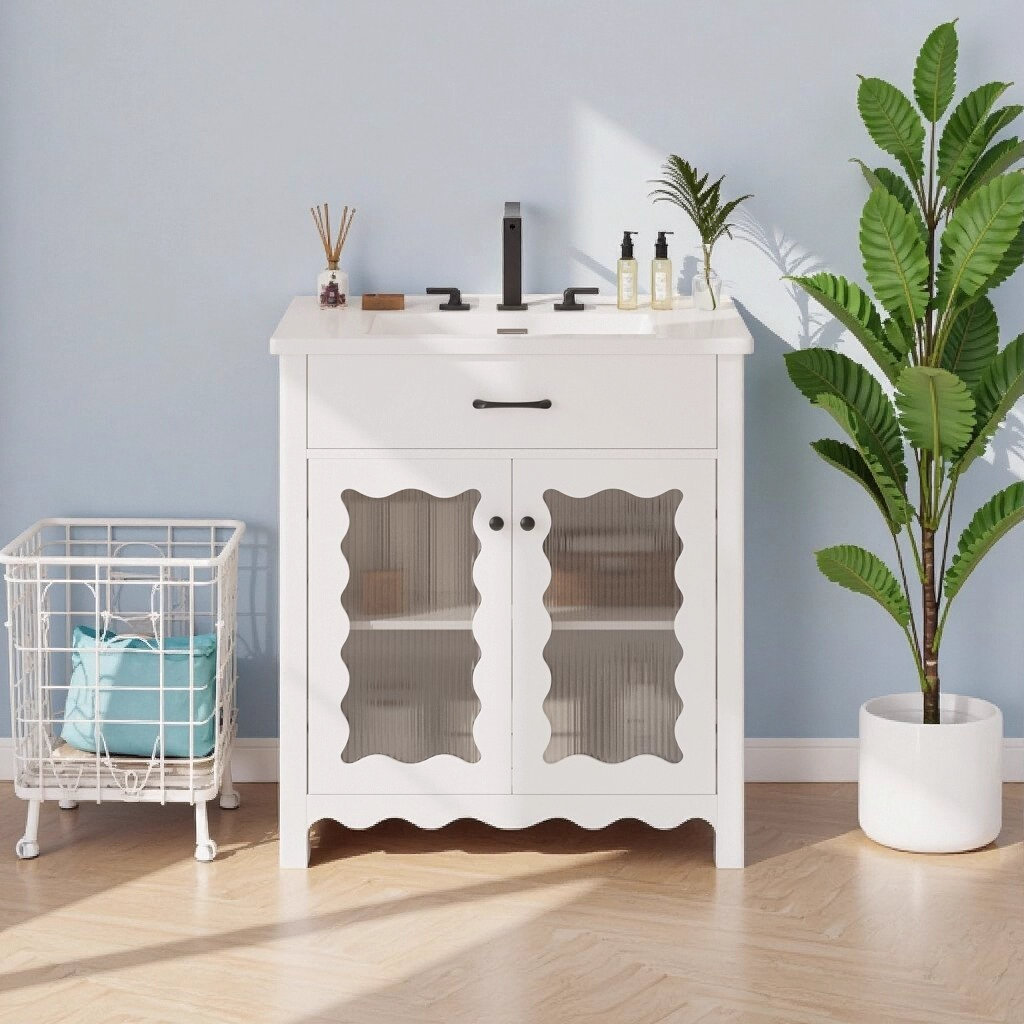 Latitude Run® 31 Inch Bathroom Vanity with Integrated Ceramic Sink ...