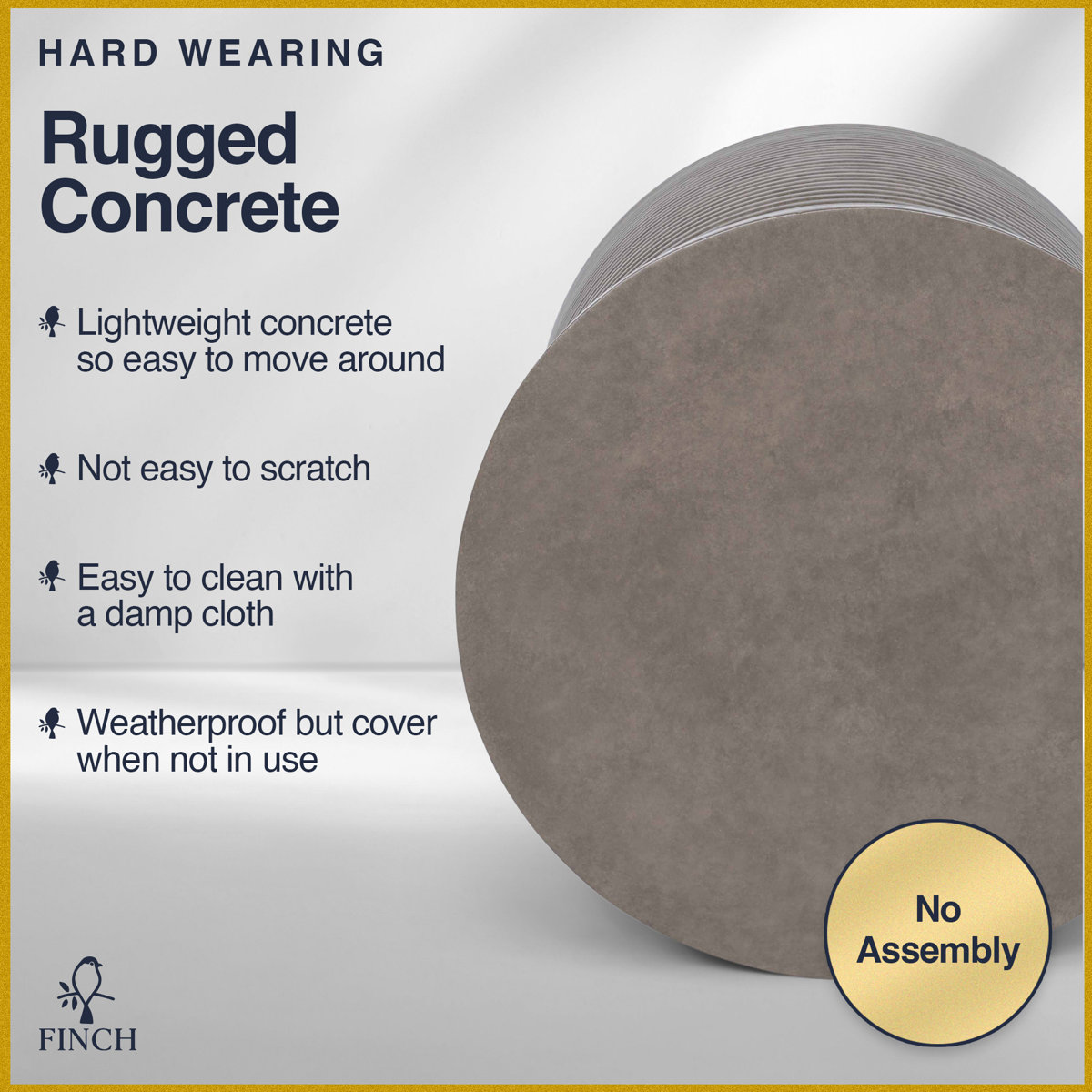 Finch Clayton Cement Pedestal Side Table, Sturdy, Scratch Resistant ...