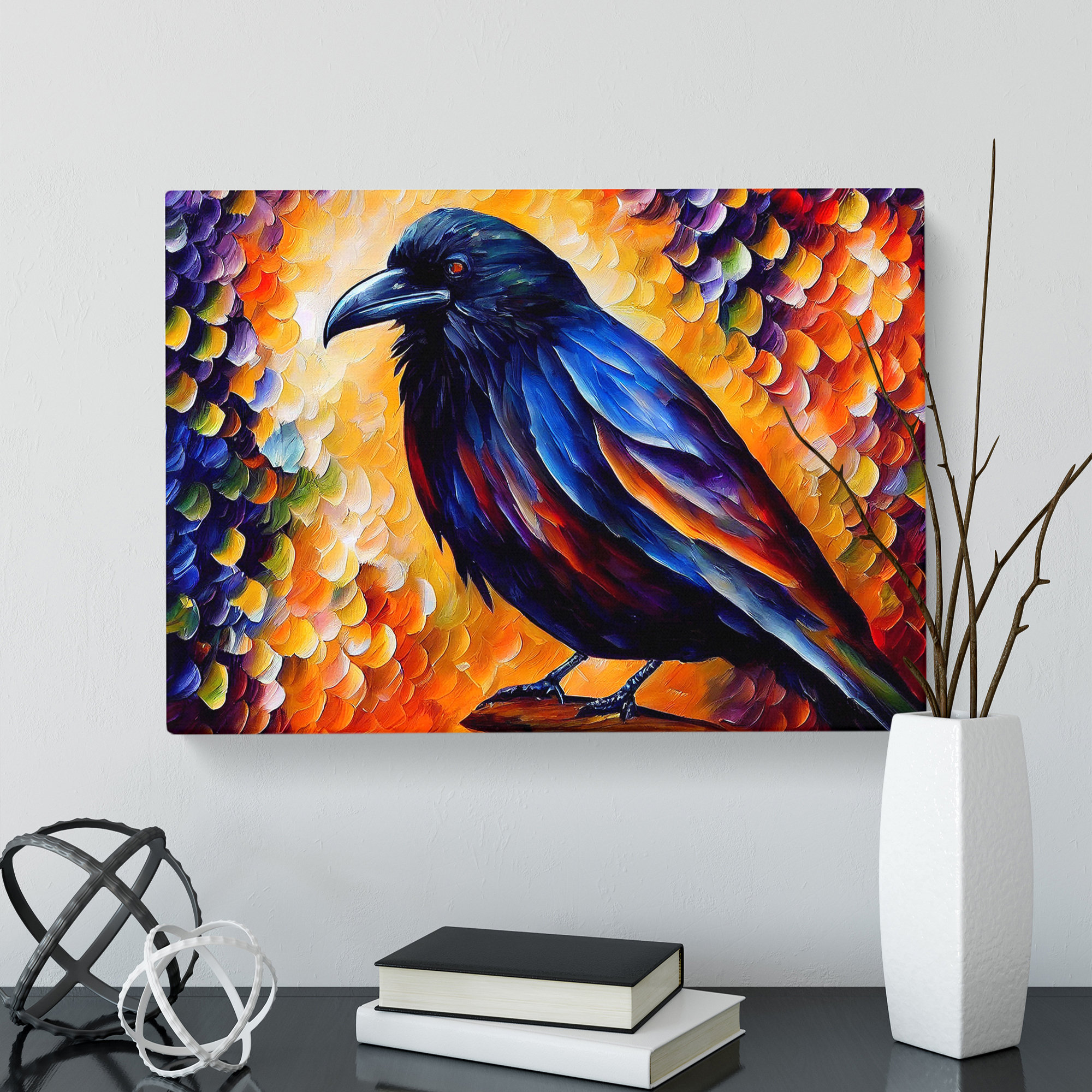 ClassicLiving Raven Bird Vol.5 Abstract - Wrapped Canvas Painting ...