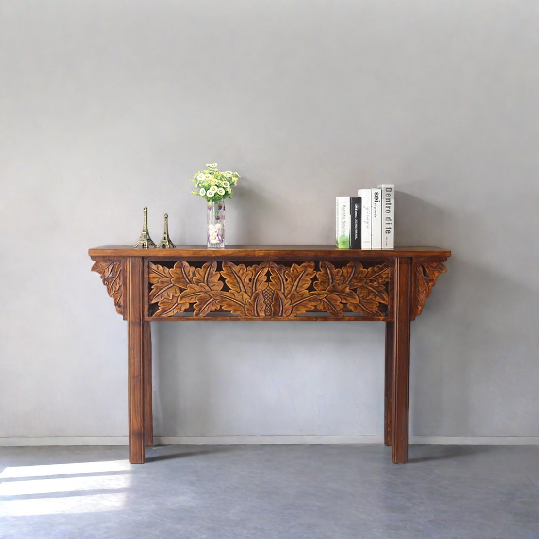 Canora Grey Southeast Asian Hand Carved Wood Console Table | Wayfair