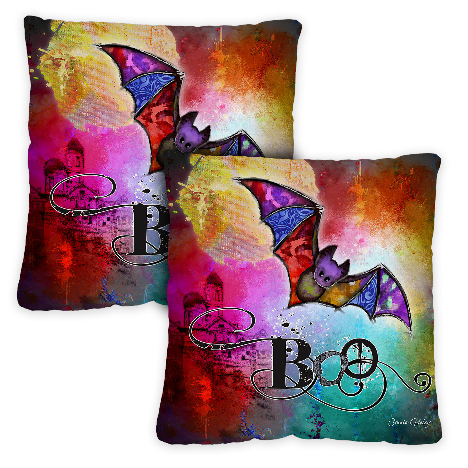 Toland Home Garden Boo Bat! 18 X 18 Inch Outdoor Pillow Case, Set Of 2 ...