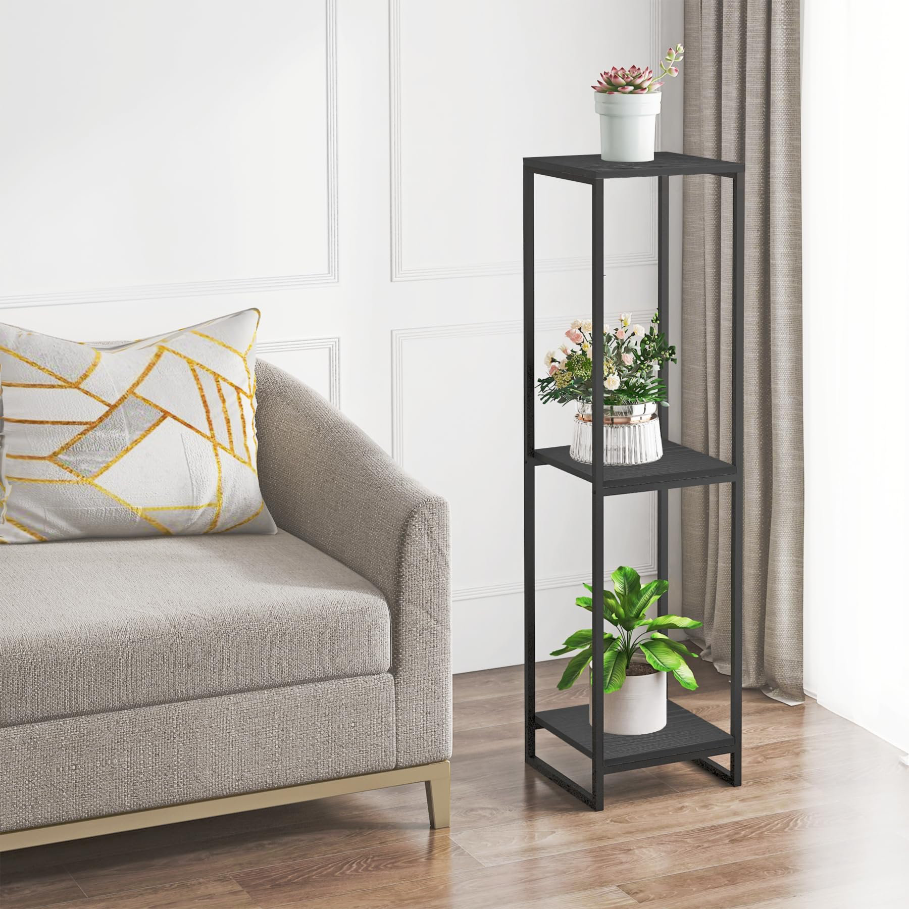 Hokku Designs 46" Tall 3-Tier Plant Stand, Modern Corner Flower Pot ...