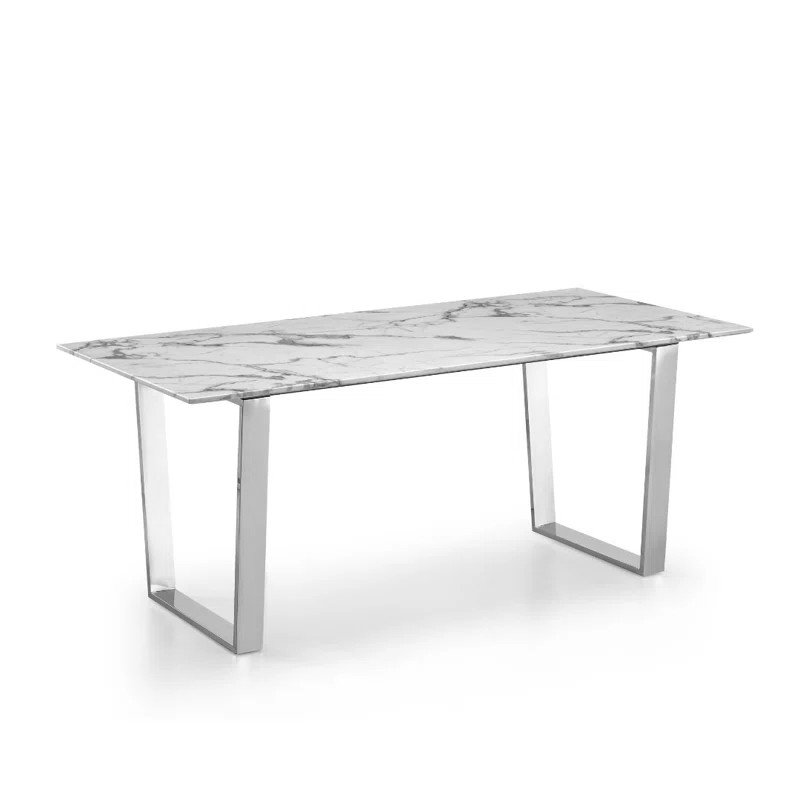 Everly Quinn Brookville 60" Rectangle Marble Pattern Dining Table | Wayfair