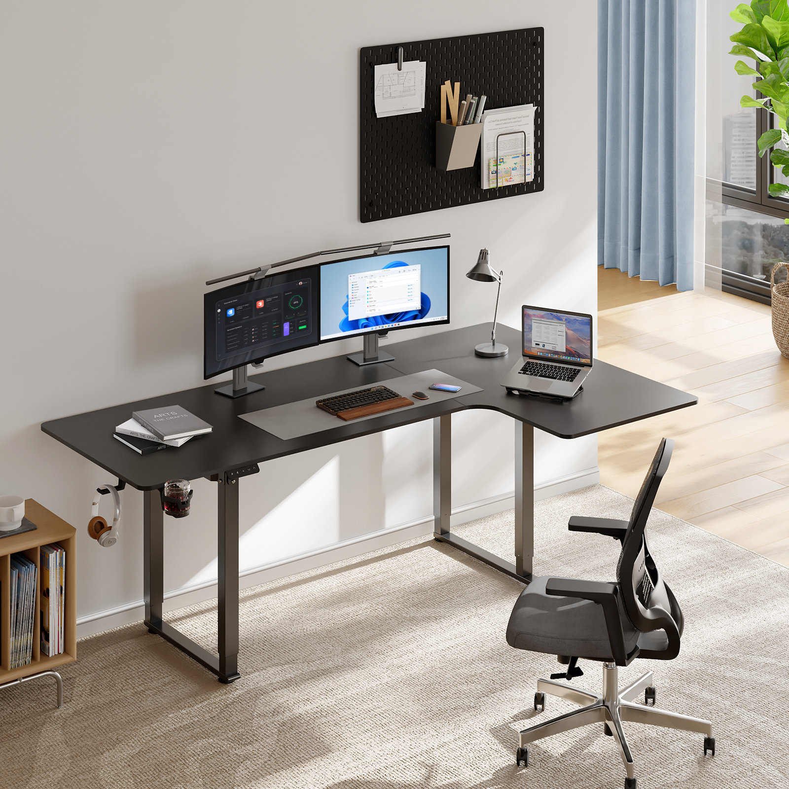 Ebern Designs Dual Motor L Shaped Standing Desk With Memory Controller ...