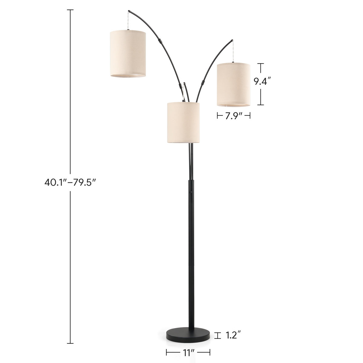 Latitude Run® Bulter 80'' 3-Light Arc Tree Floor Lamp | Wayfair