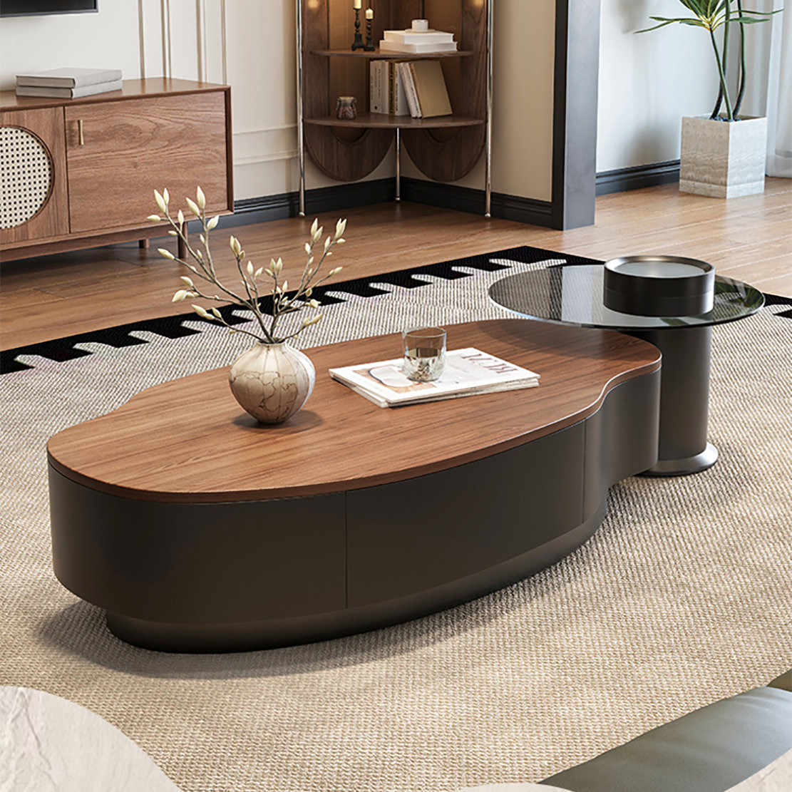 Wu's StylishVault Light luxury retro coffee table combination | Wayfair