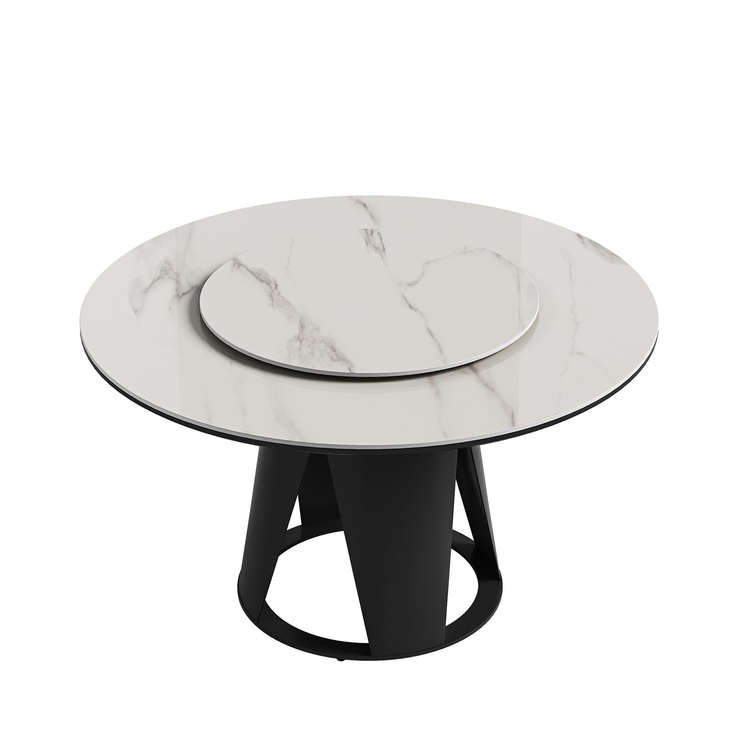 Orren Ellis 59''Modern Sintered Stone Dining Table With 35.4" Round ...