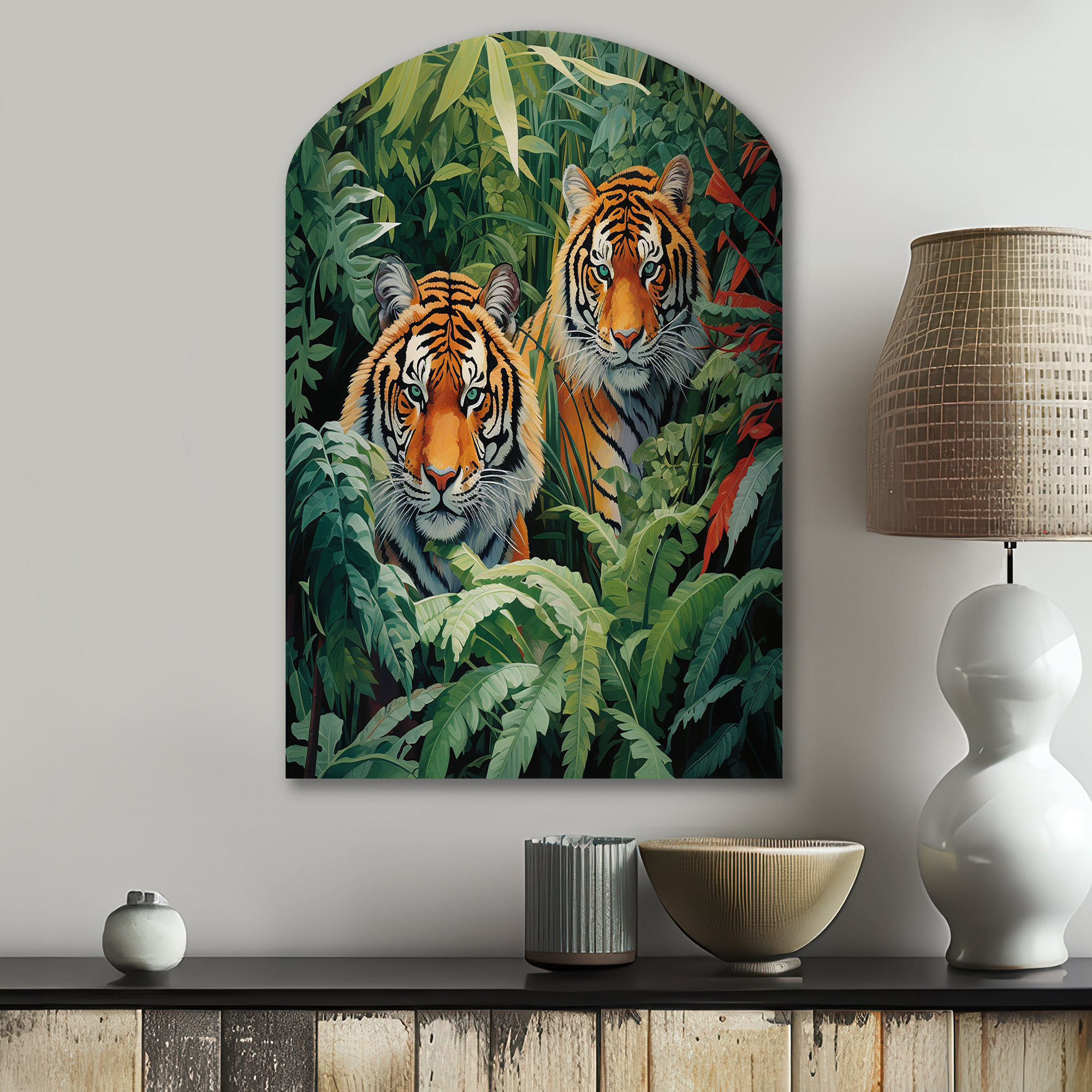 Bungalow Rose Asian Art Tigers In Jungle VI - Asian Art Arch Shape ...