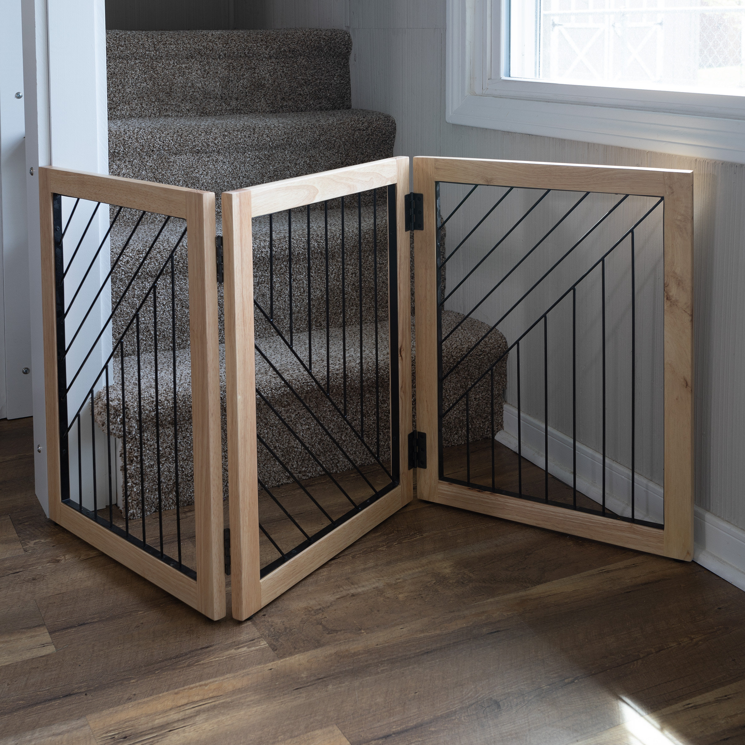 Petmaker PETMAKER 3-Panel Foldable Pet Gate, Natural | Wayfair