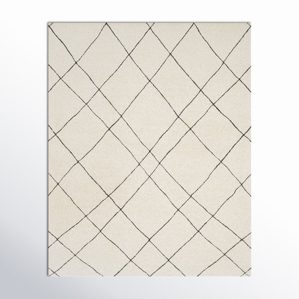 AllModern Seaton Geometric Handmade Tufted Wool Black/Cream Area Rug ...