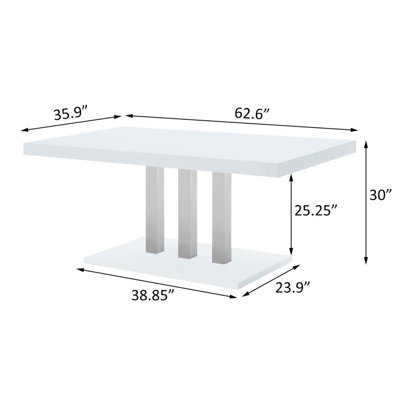 Ivy Bronx Katiusa 62.6" Pedestal Dining Table in White | Wayfair