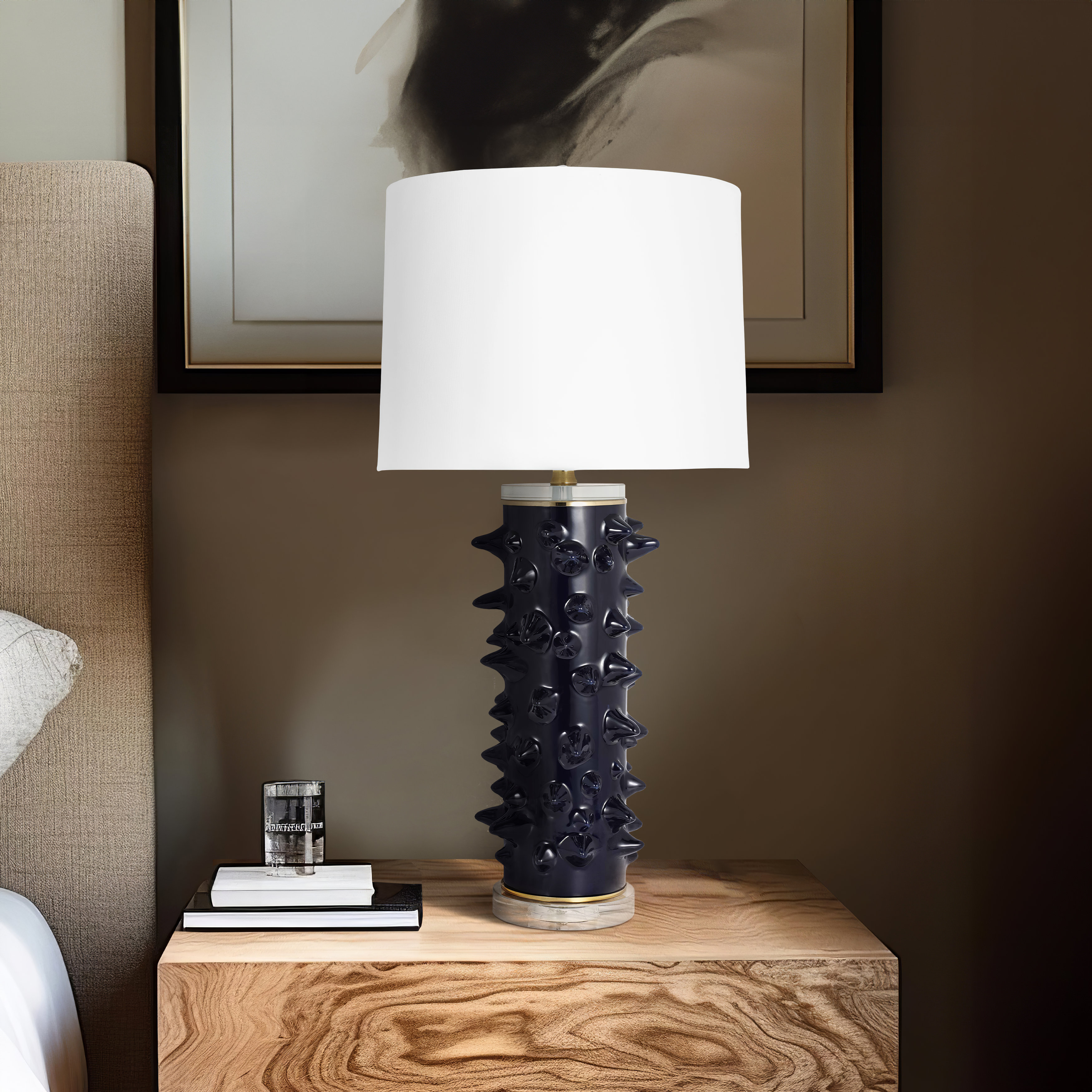 Everly Quinn Ceramic 31" Spikey Table Lamp, Cylinder, 31"H, Spike | Wayfair