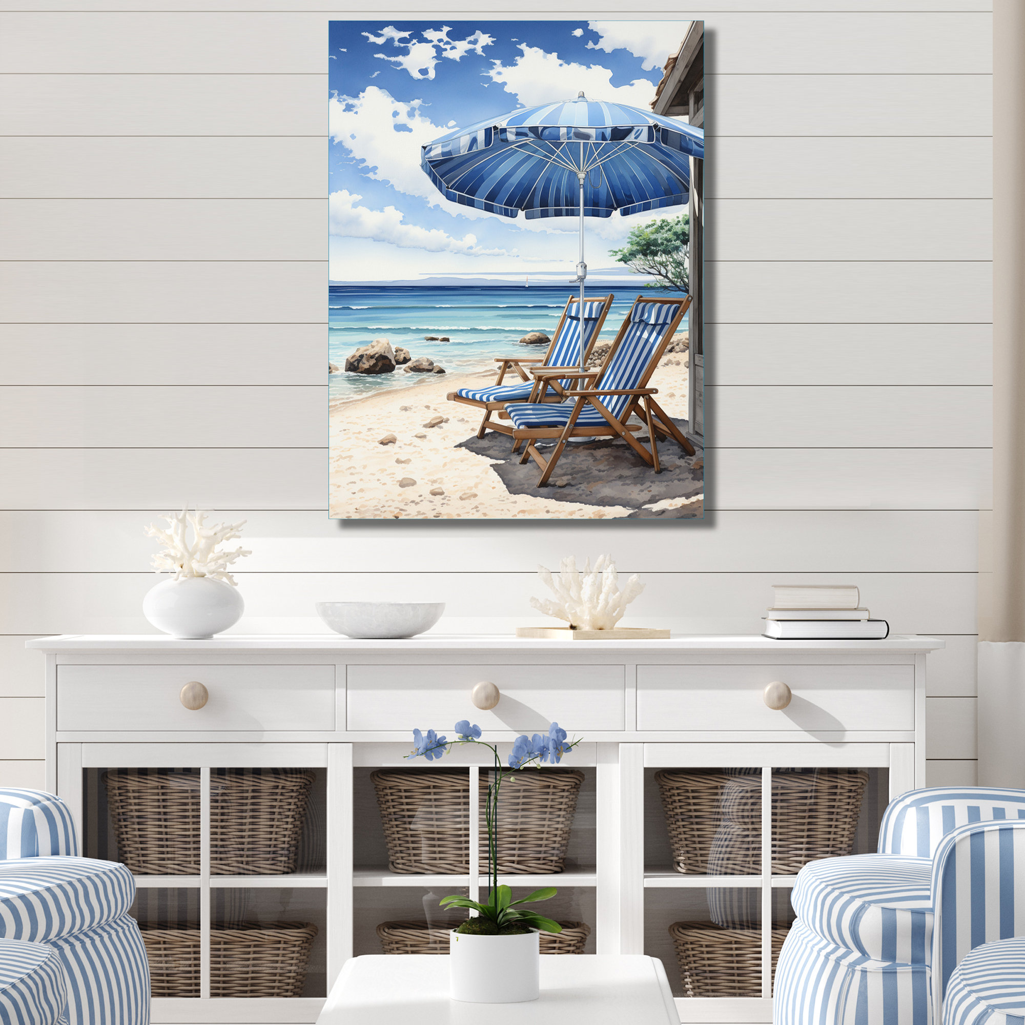 Dovecove Beach Sandy Escape Pointillism I - Nautical & Beach Metal Wall ...