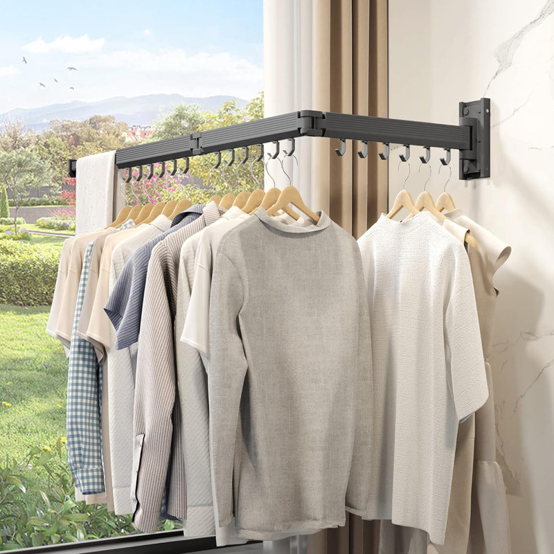 Rebrilliant Metal Foldable Wall-Mounted Drying Rack | Wayfair