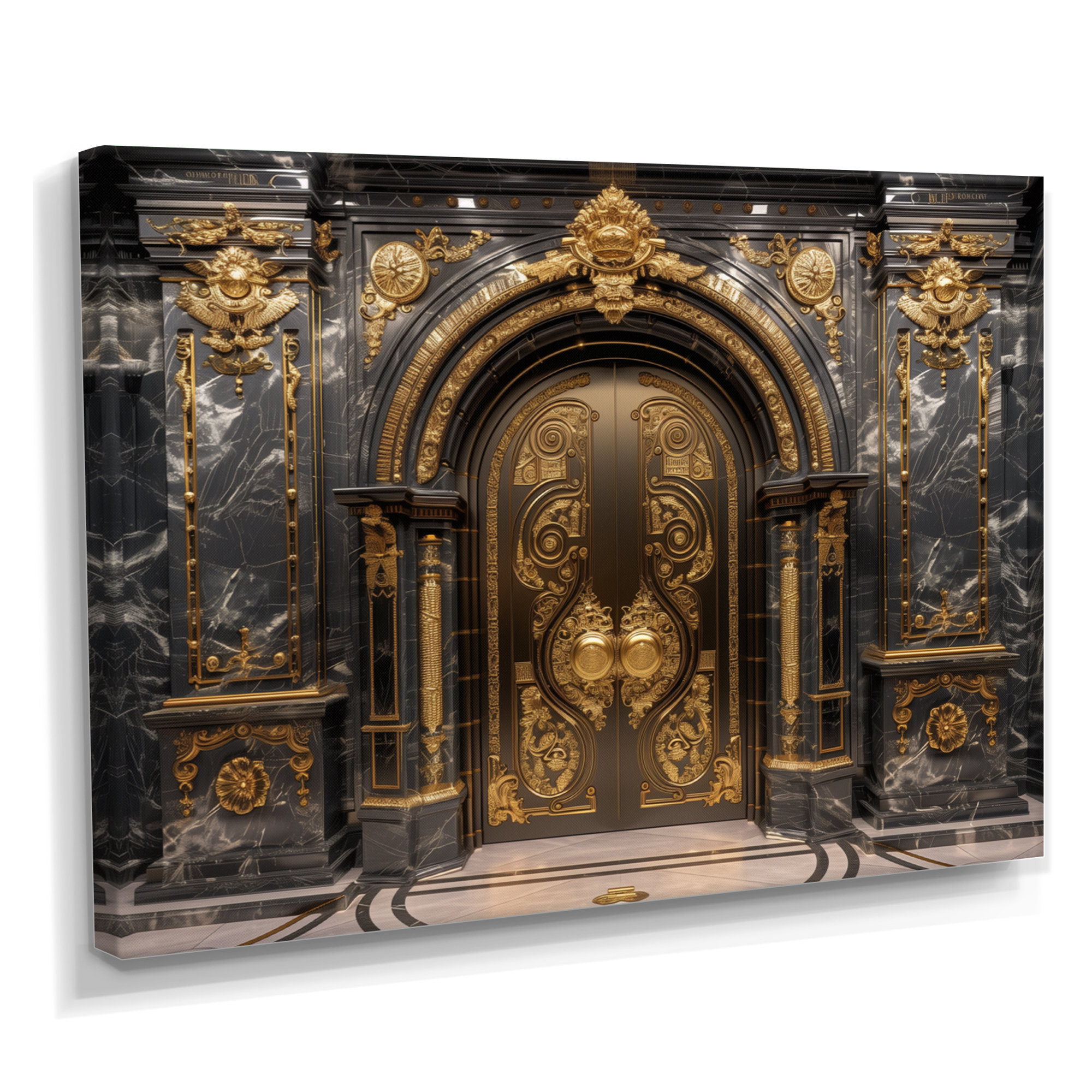 Astoria Grand Gold Banks Gilded Doors I - Banks Wall Art Print | Wayfair