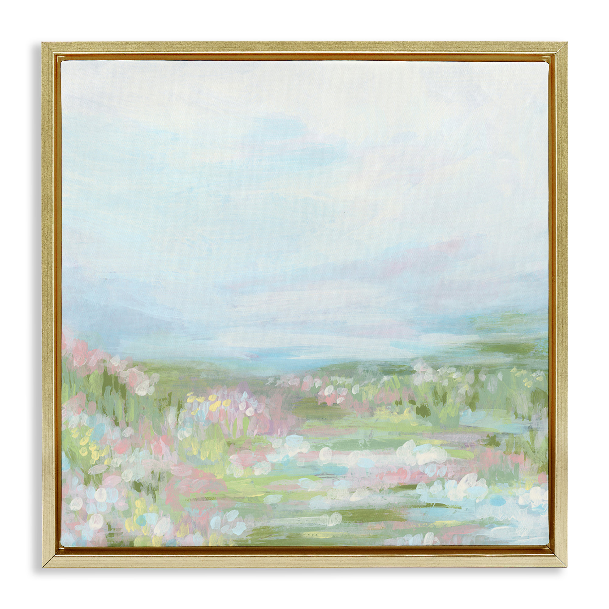 Trinx Pastel Flower Field Framed Floater Canvas Wall Art by June Erica ...