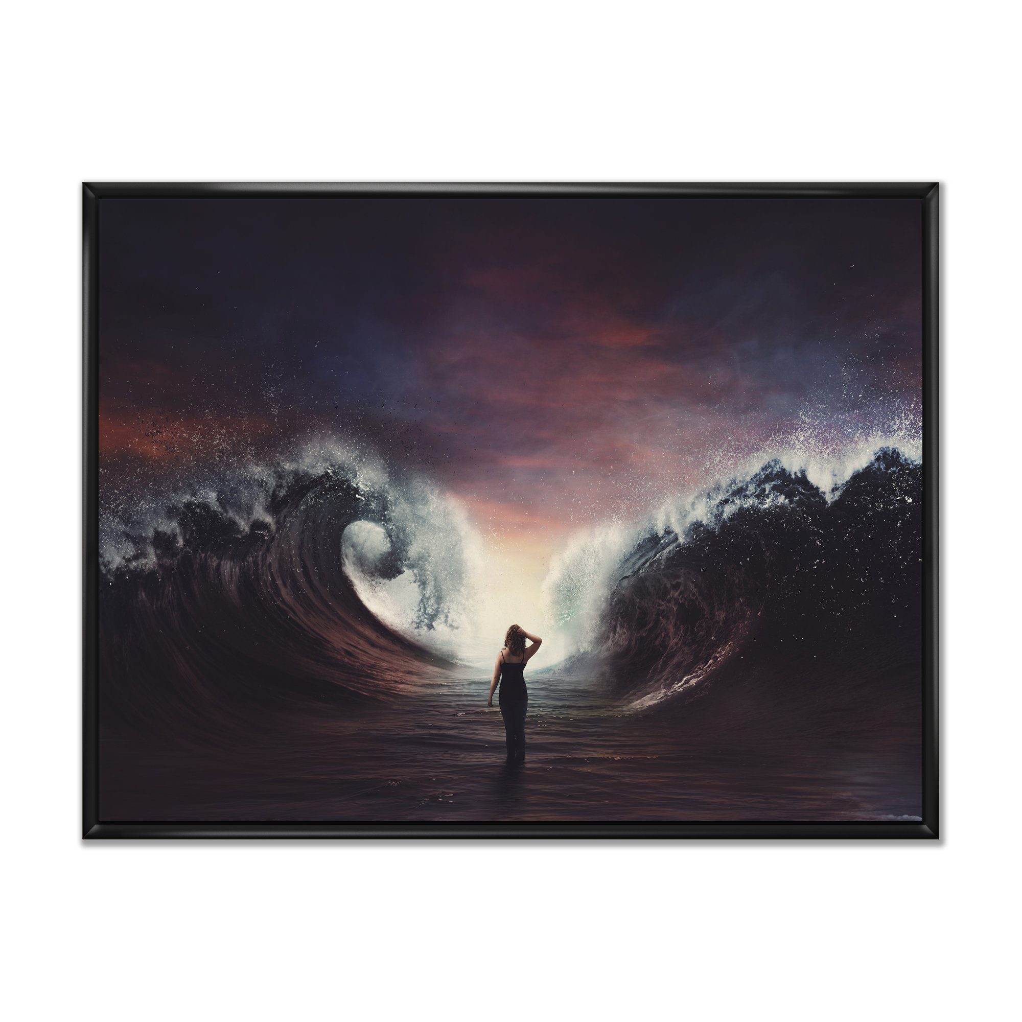 Highland Dunes Woman Walking Through Parted Sea - Floater Frame Graphic ...