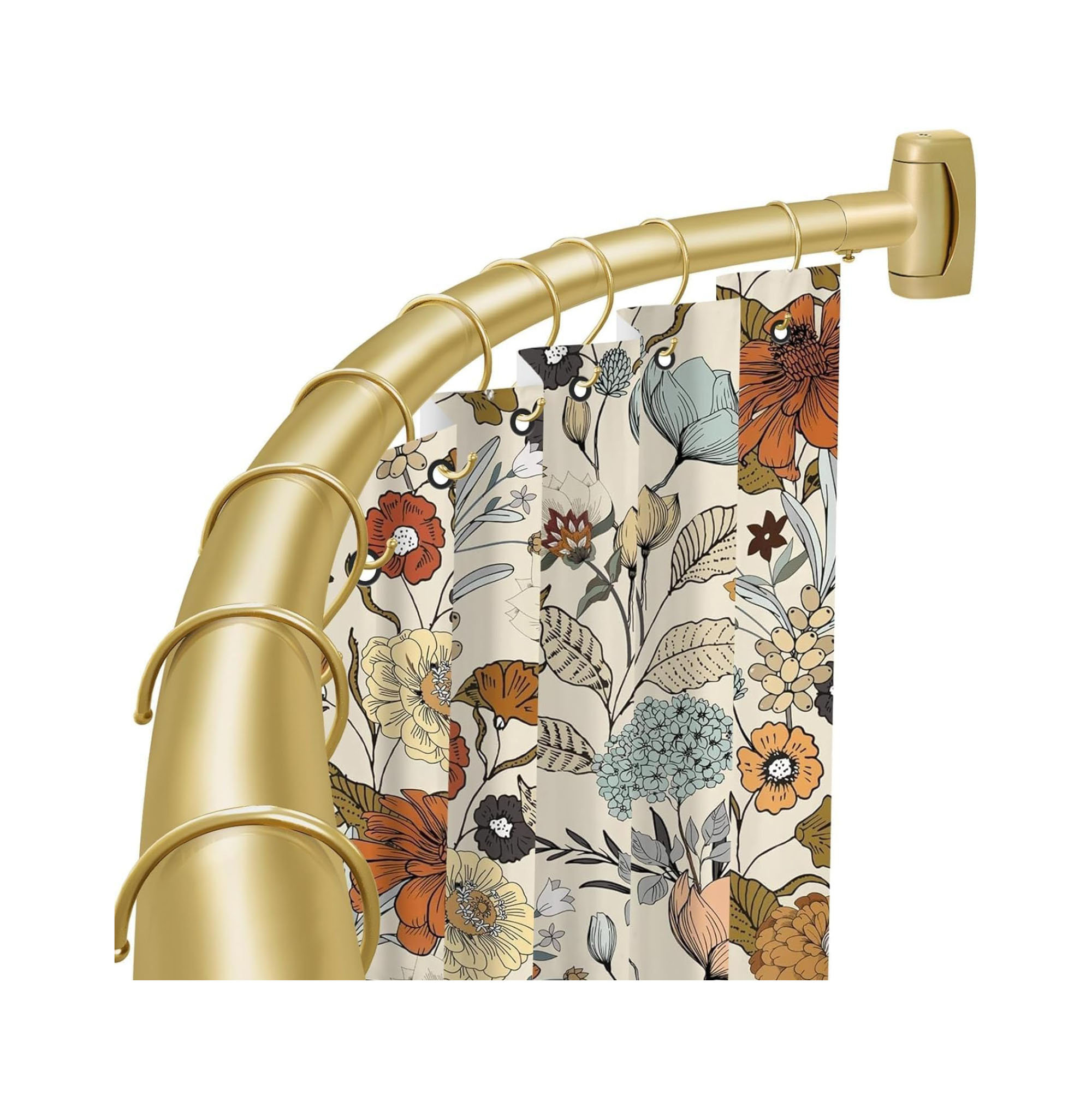 Beniar Curved Shower Curtain Rod 35-82In, Adjustable Arched Shower ...