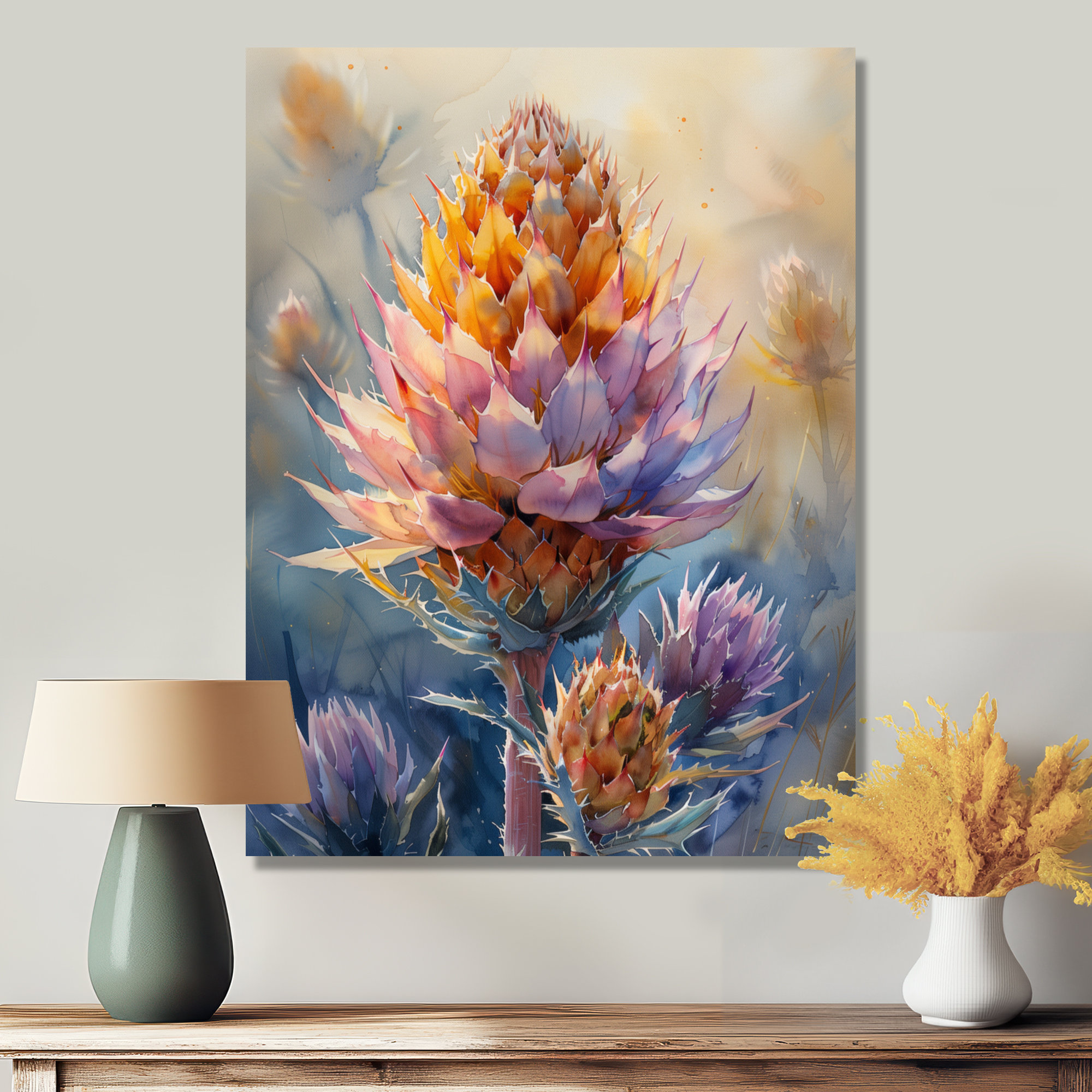 Winston Porter Yellow Pink Morning Sun Thistle - Thistle Wall Art ...