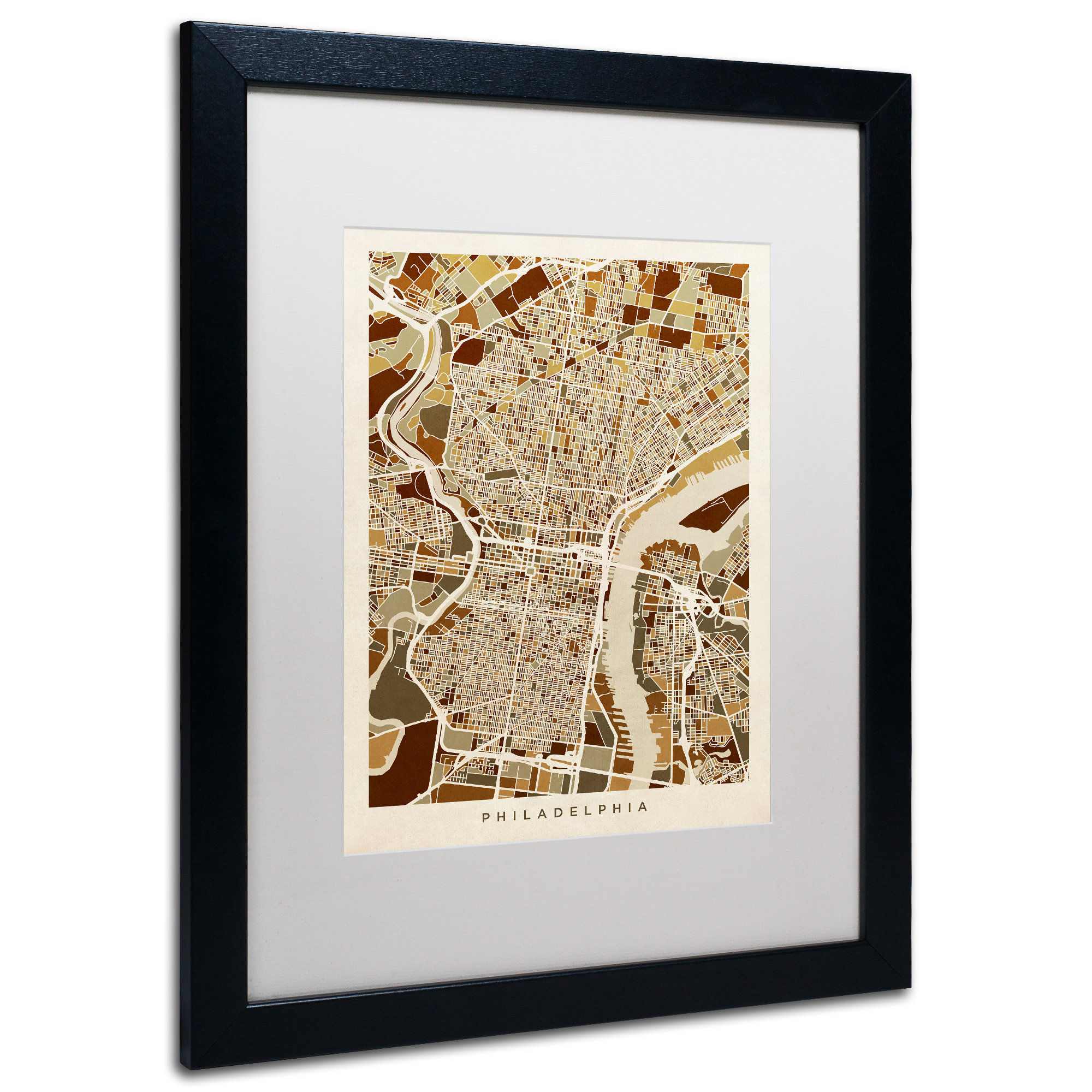 Trademark Fine Art 'Philadelphia Street Map II' Framed Graphic Art ...