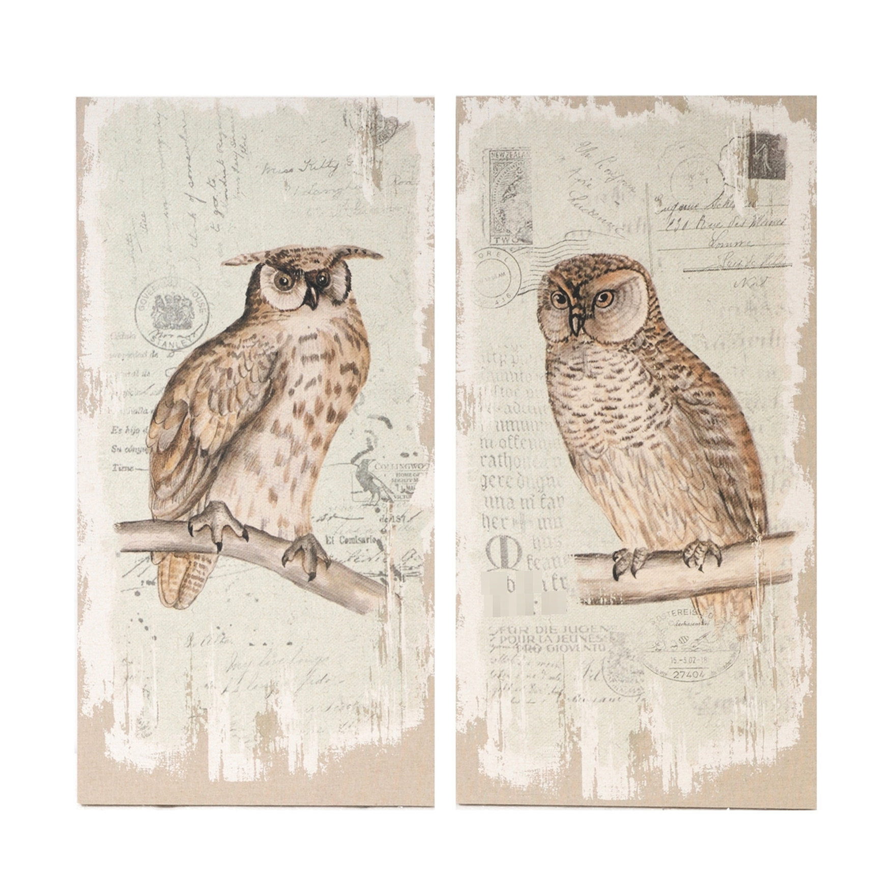 Rosecliff Heights Owl Print Of 2, Coastal Theme Rectangle 39.5" Hanging ...
