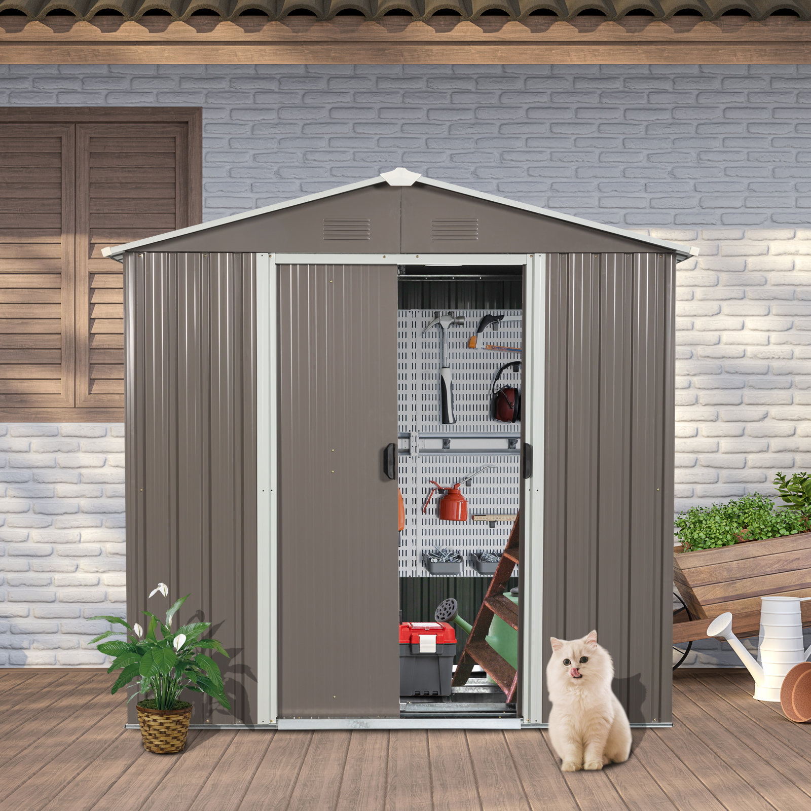 HOA.WWC 8x4 Metal Outdoor Storage Shed Grey - Wayfair Canada