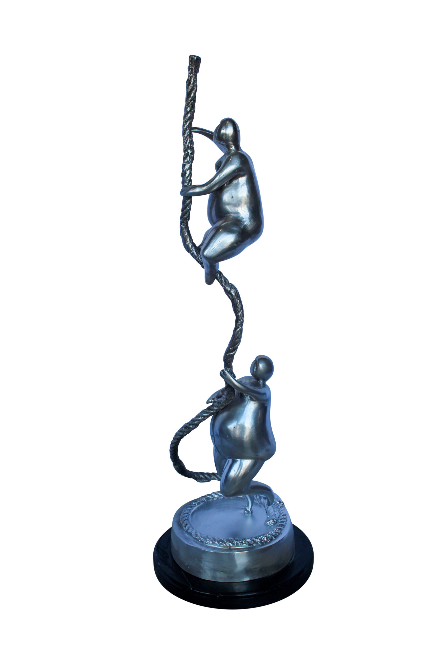 NIFAO Two Voluptuous Women Climbing a Rope Statue, Silver Finish 10" x ...