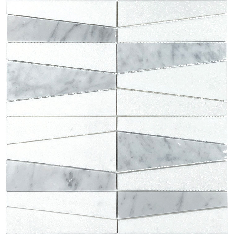 Belluno Designs Trapezoid 2.5" X 6" Marble Mosaic Wall & Floor Tile ...