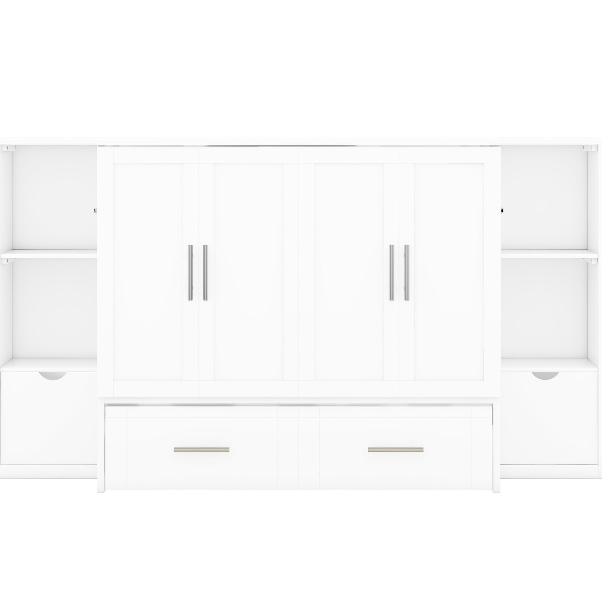 Latitude Run® White Bed With Innovative Shelf Designs, Drawers & Queen ...