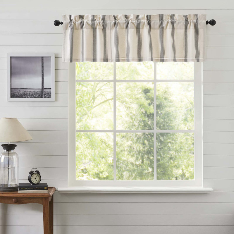 Rosalind Wheeler Consuelo Striped Cotton Tailored Window Valance in ...