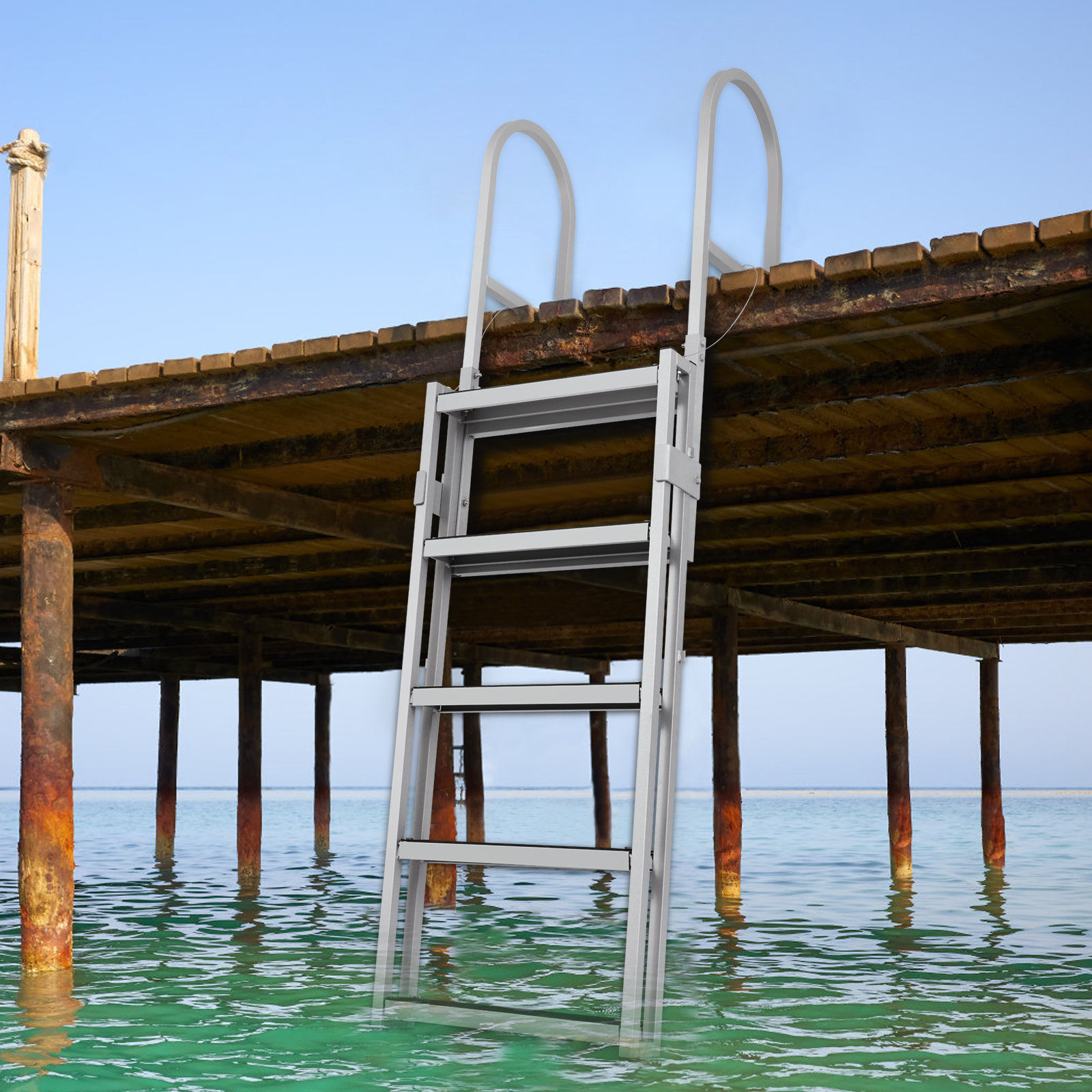 Stellweilan Tessberg Dock Ladder, Retractable 5 Steps, 350 lbs Load ...