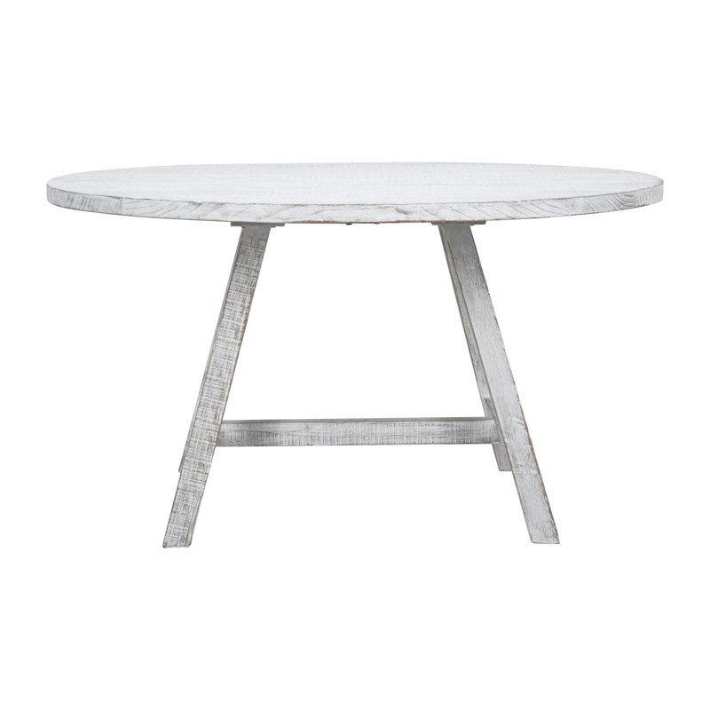 Gracie Oaks Janiecia 56" Round White Wash Dining Table with 4 Leg ...