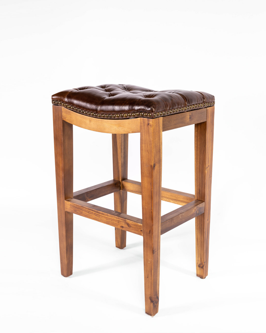 Adora Furniture Plazonja BR-200 Saddle Brown Tufted Bar Stool | Perigold