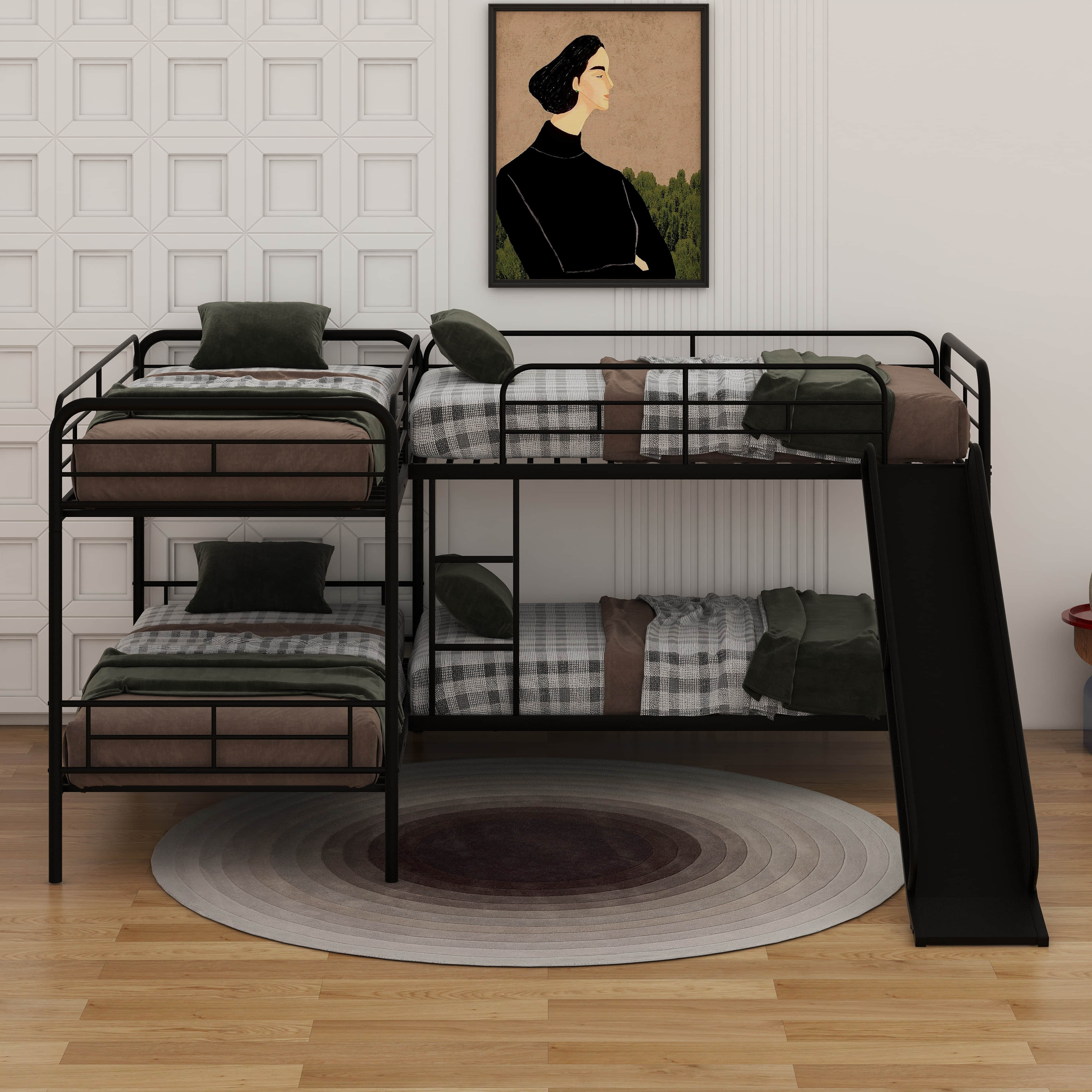 Isabelle & Max™ Twin Size L-Shaped Low Bunk Bed With Slide, Short ...