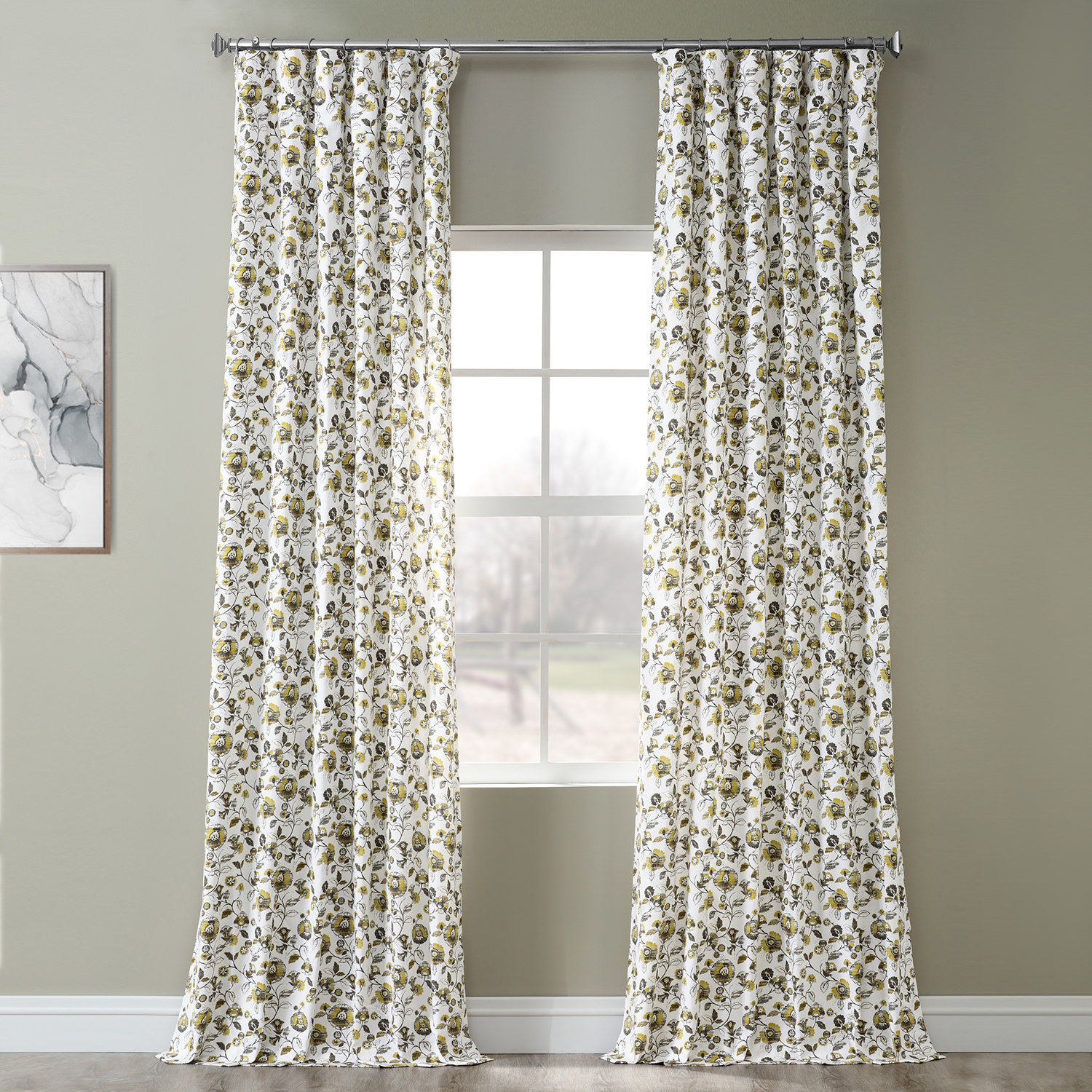 Bungalow Rose Printed Cotton Curtains for Bedroom - Room Darkening ...