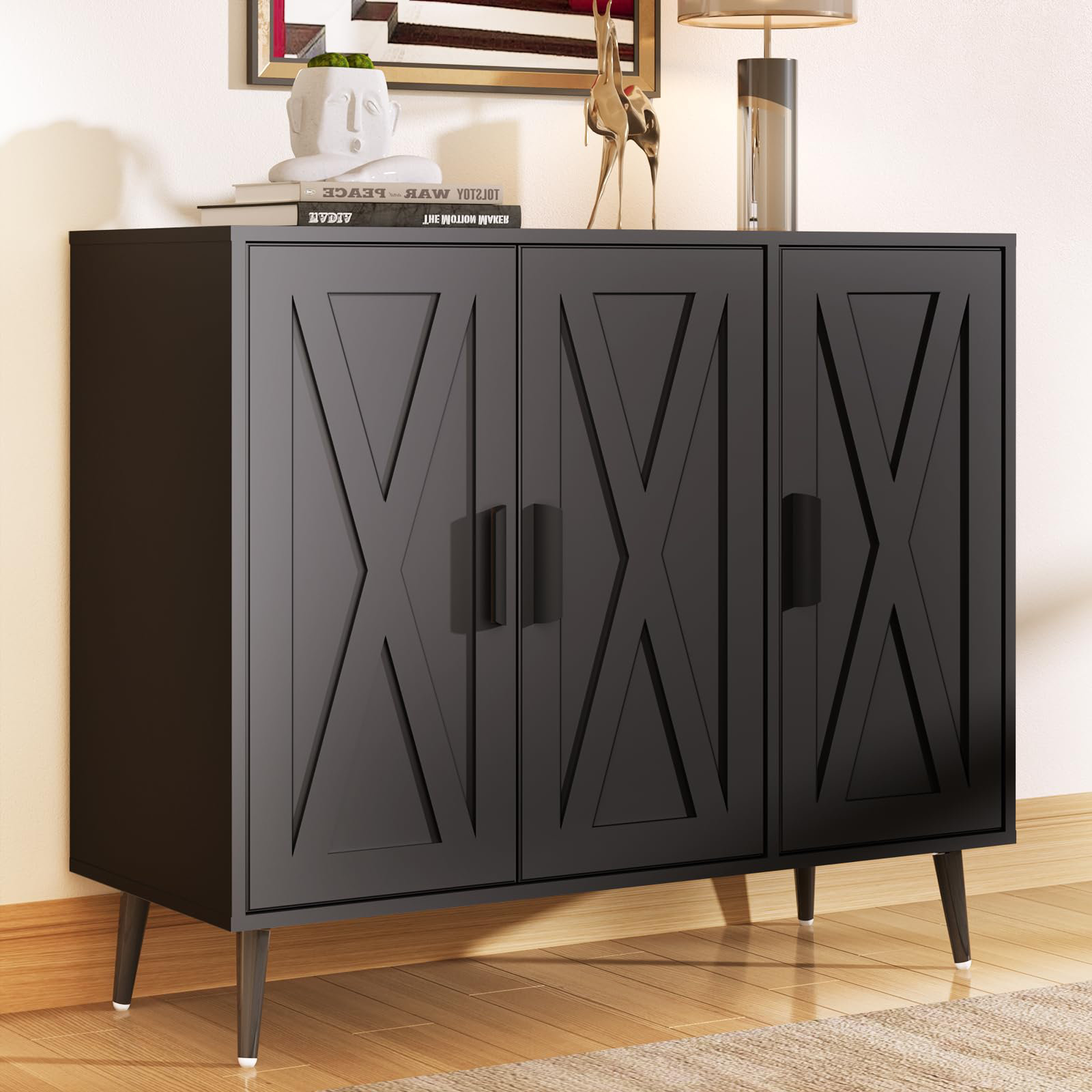 Gracie Oaks Kitchen Sideboard Buffet Cabinet with 3 Doors - Wayfair Canada