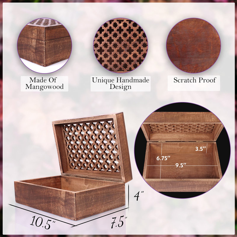 Darby Home Co Anotidashe Large Mango Wood Keepsake Box with Hinged ...