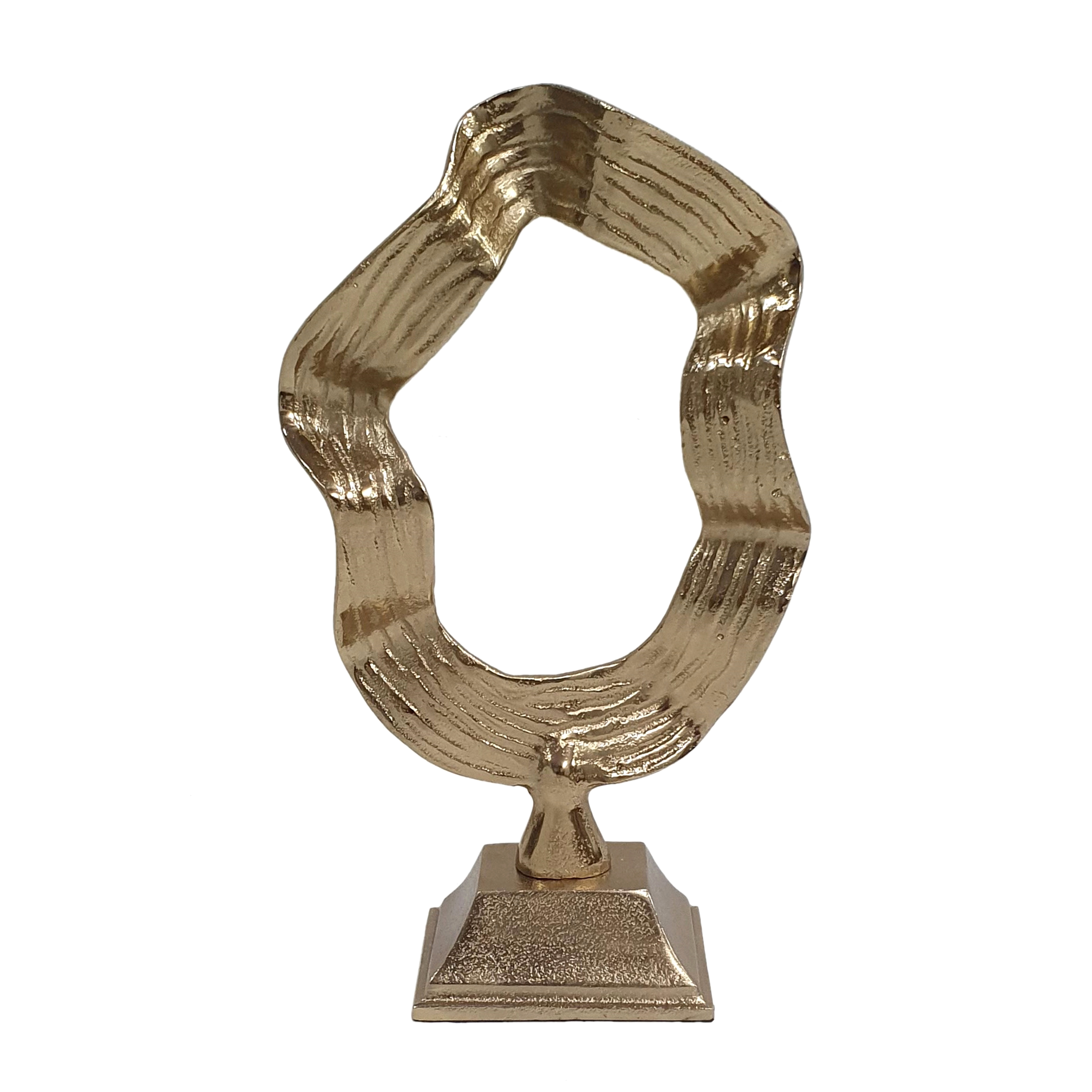 Mercer41 8X3.5X14" Abstract Aluminum Loop Sculpture With Textured Gold ...