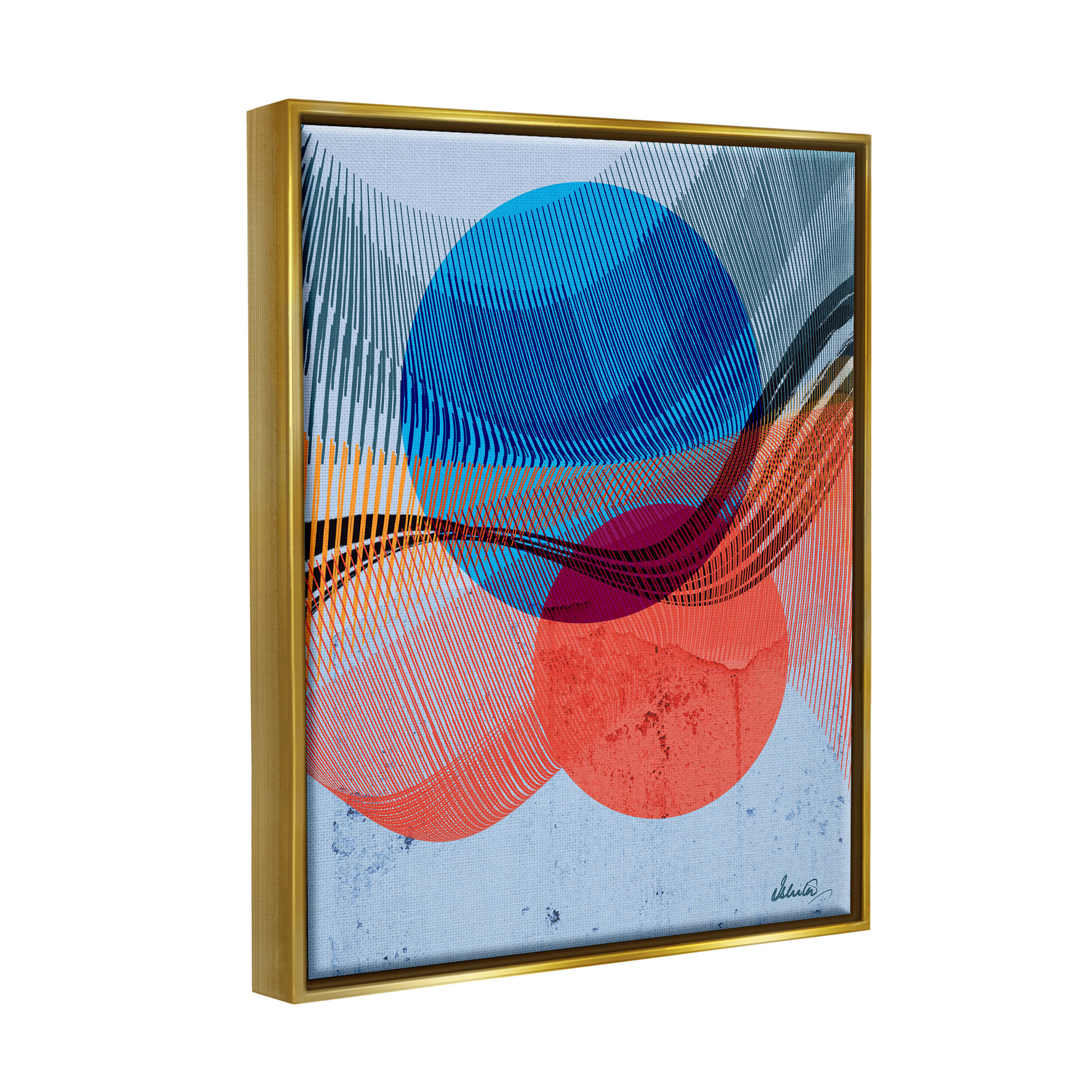 Wrought Studio™ Modern Circle Patterns Framed Floater Canvas Wall Art ...