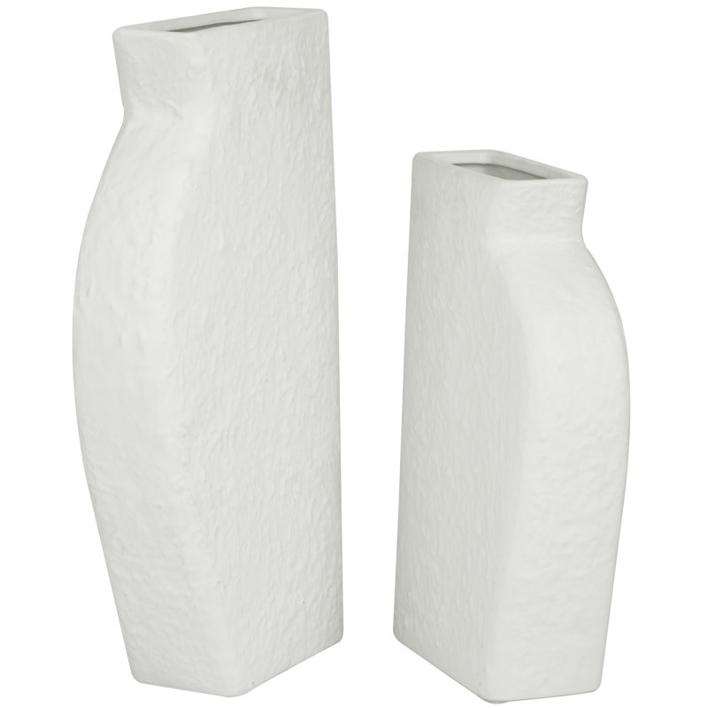 CosmoLiving by Cosmopolitan Ceramic Textured Decorative White Vase Set ...