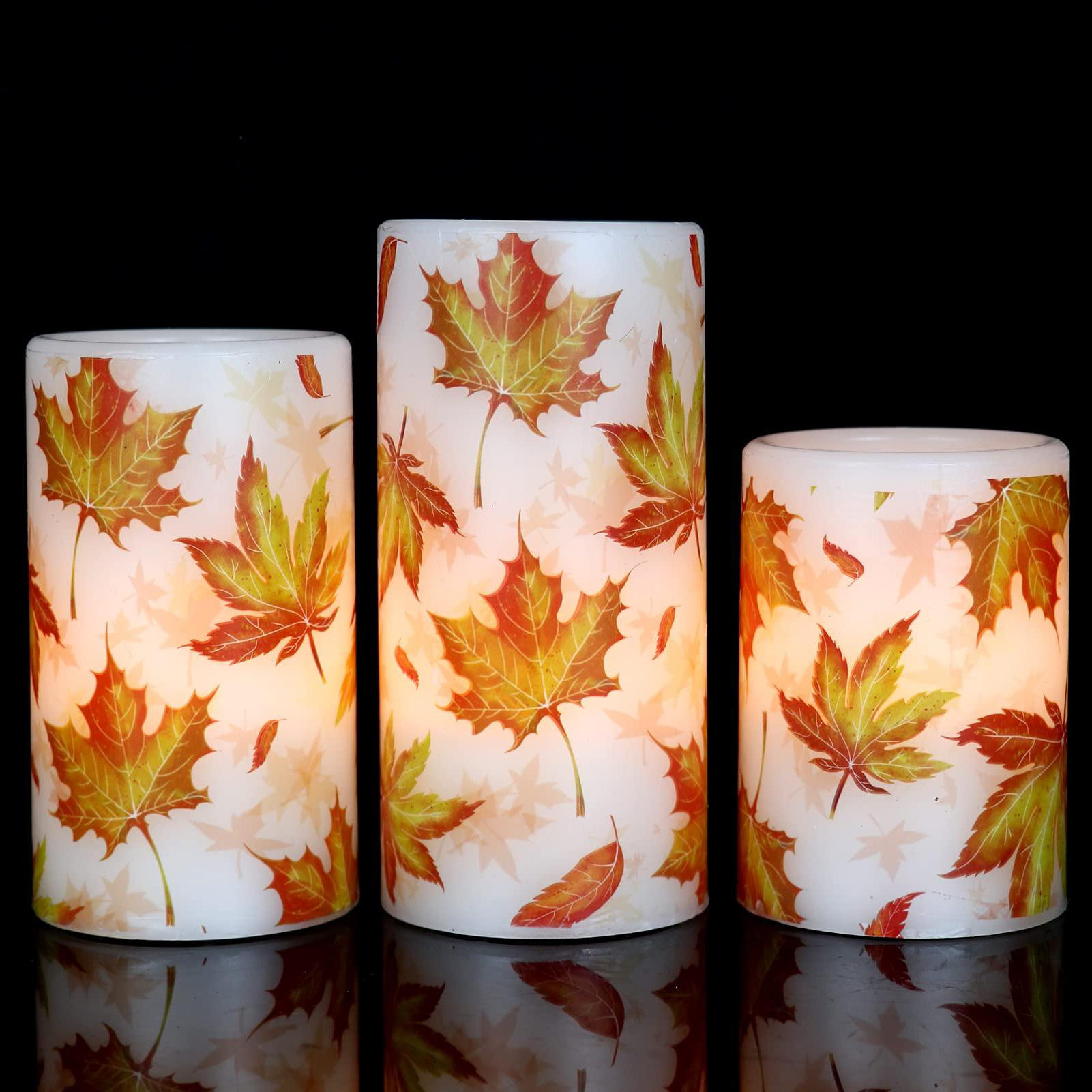 Red Barrel Studio® Maple Leaf Flickering Flameless Candles – Battery ...